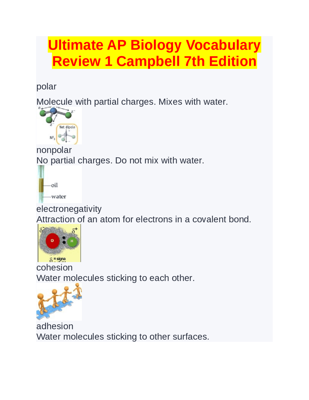 Ultimate AP Biology Vocabulary Review: Campbell 7th Edition | Exams ...