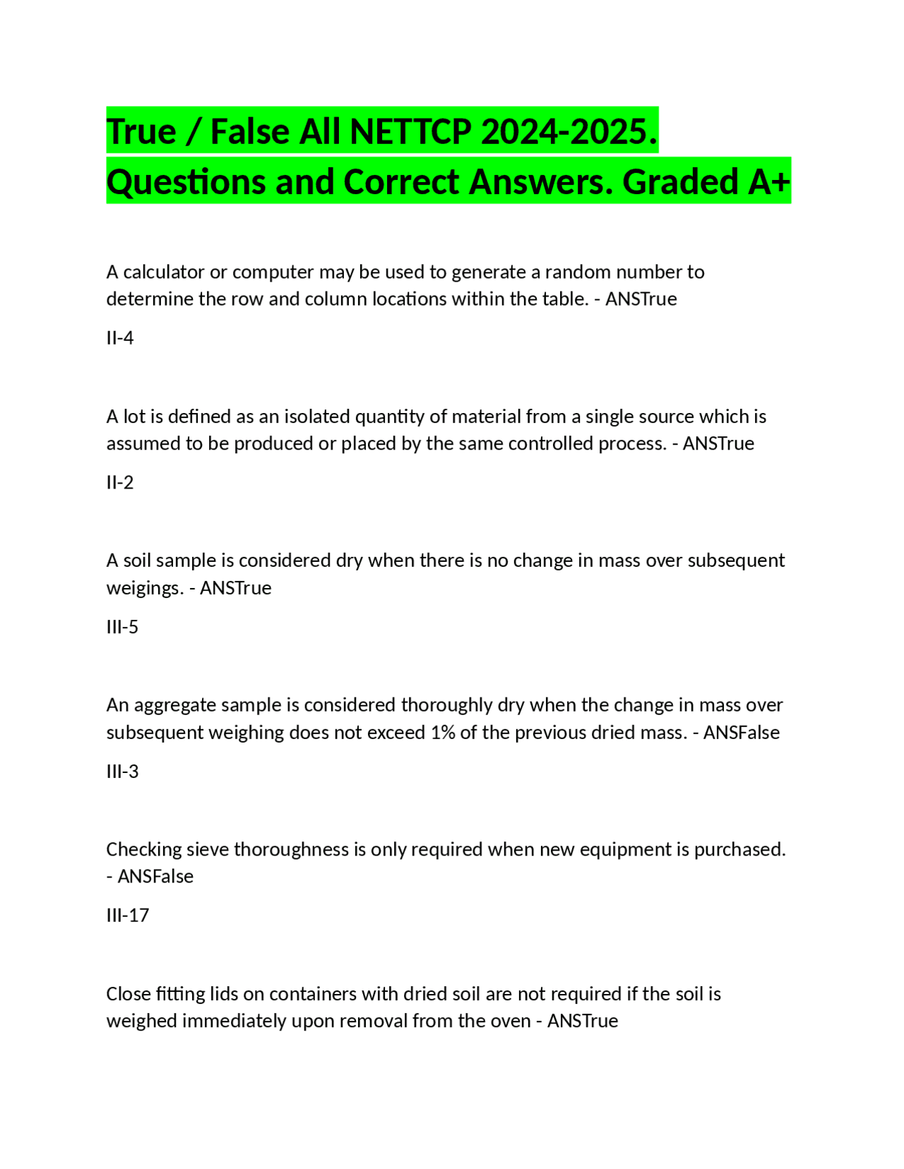 NETTCP 2024-2025: True/False Questions and Answers | Exams Computer ...