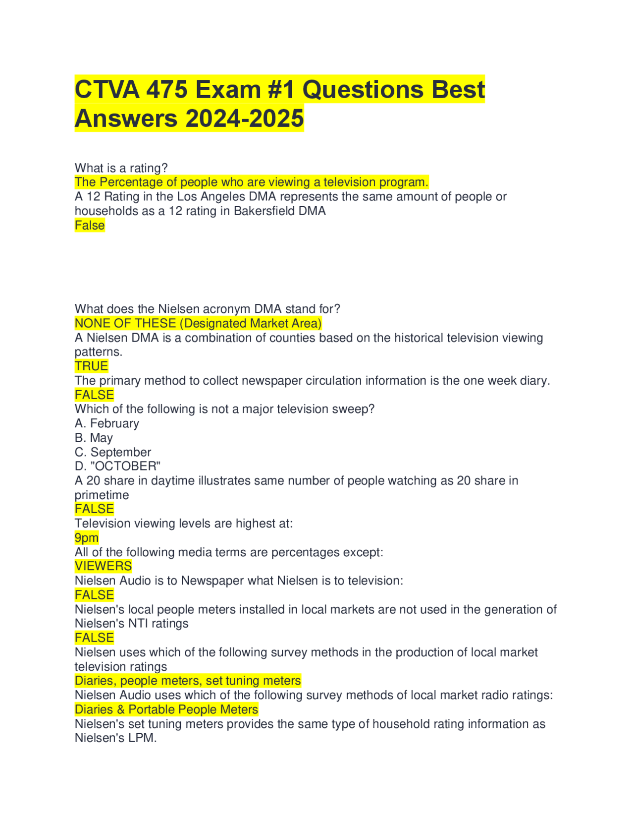 CTVA 475 Exam #1 Questions Best Answers 2024-2025 | Exams Health ...