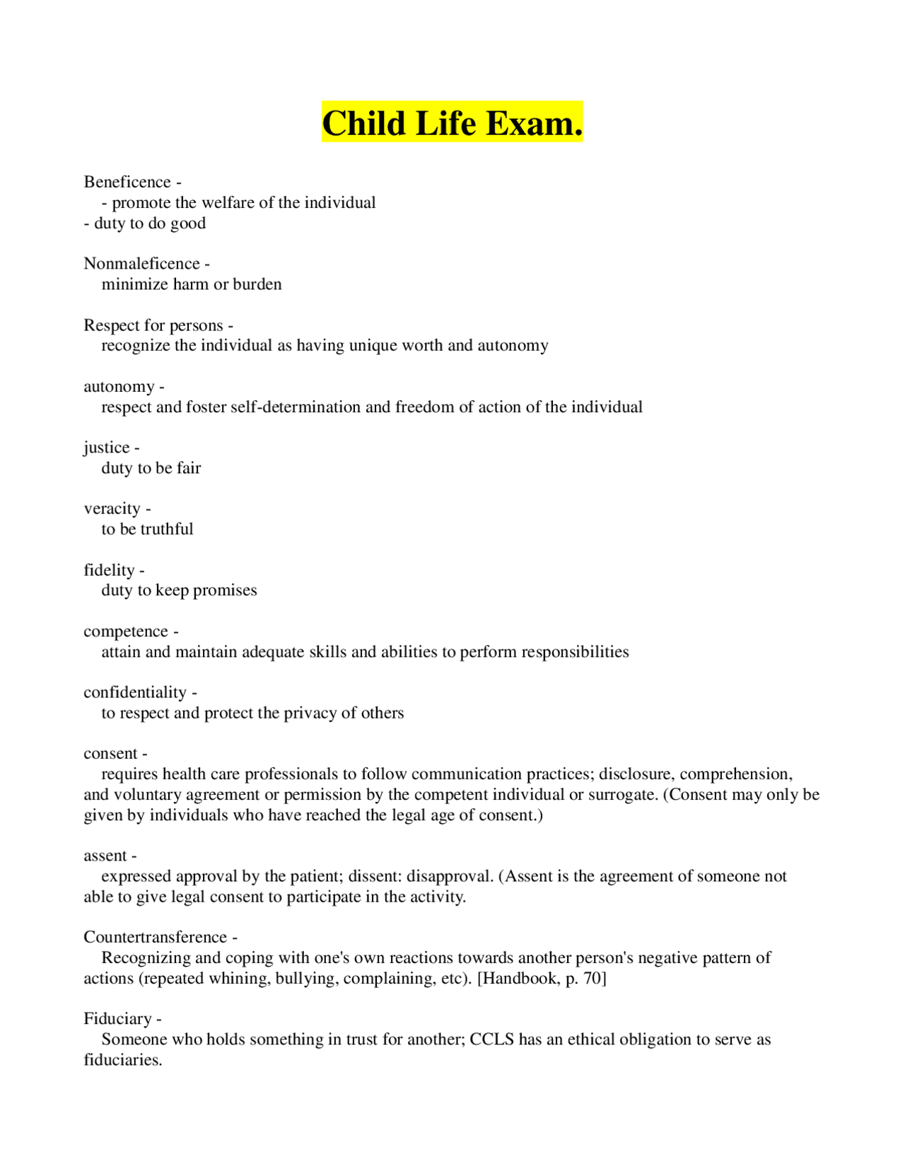 Child Life Exam 2024 | Exams Nursing | Docsity