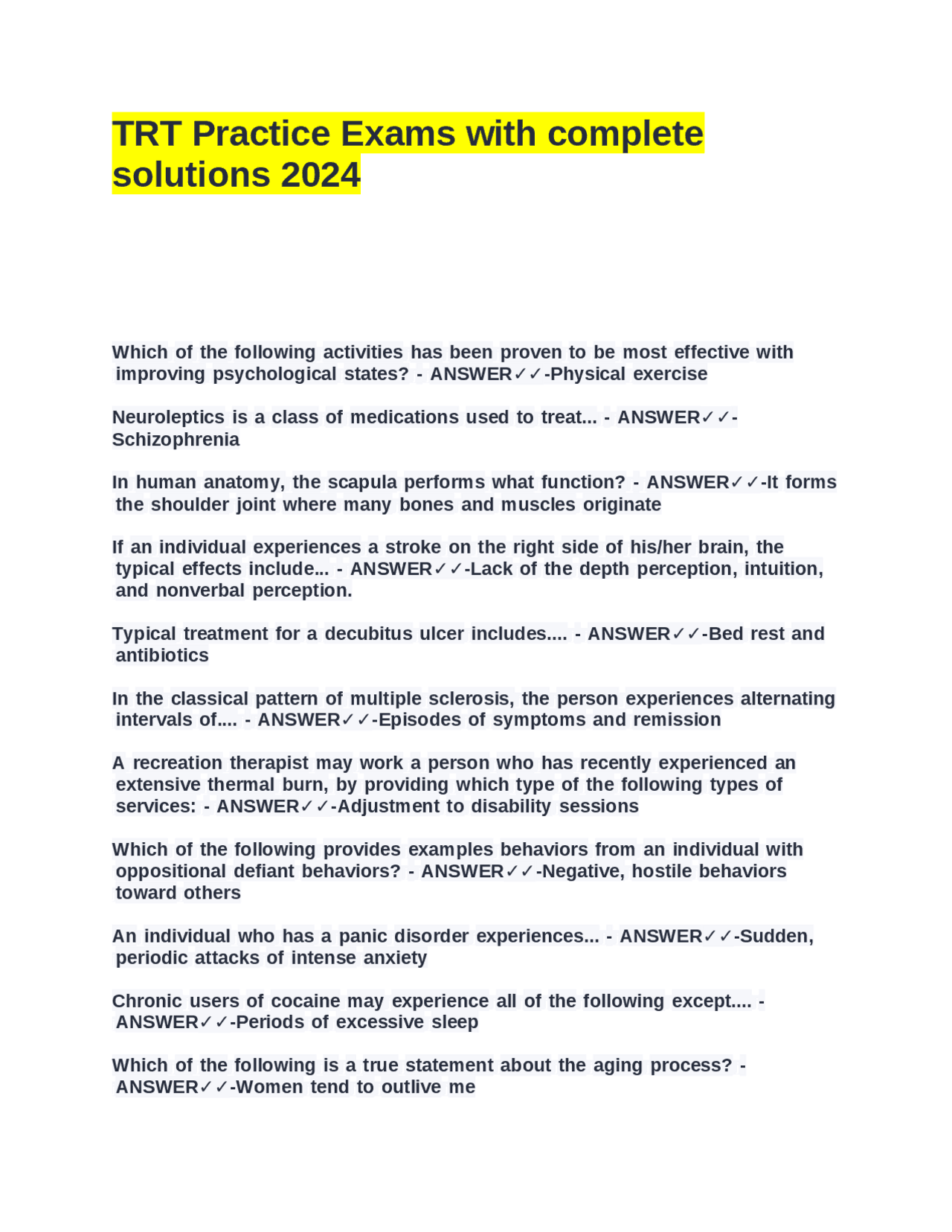 TRT Practice Exams 2024: Key Concepts in Therapeutic Recreation | Exams ...