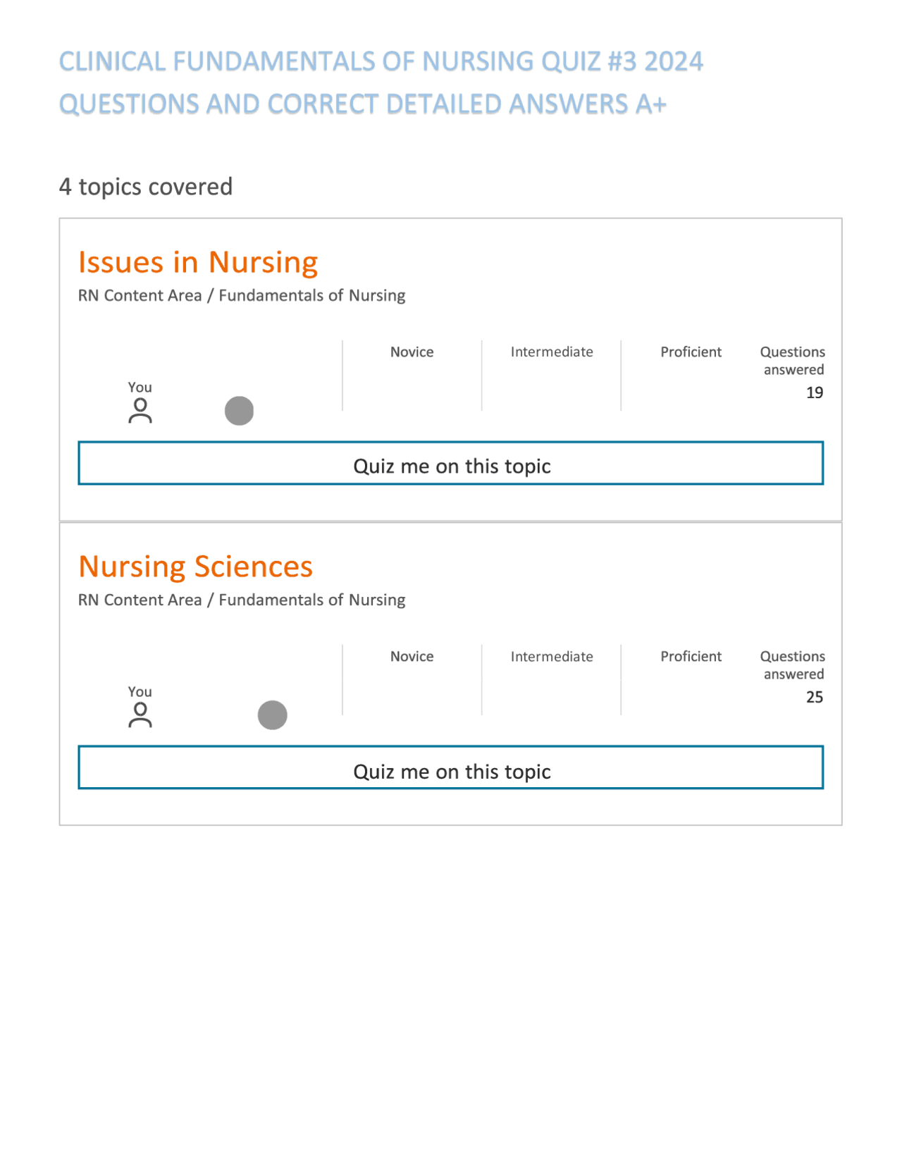 Clinical Fundamentals of Nursing Quiz #3: Questions and Answers | Exams ...