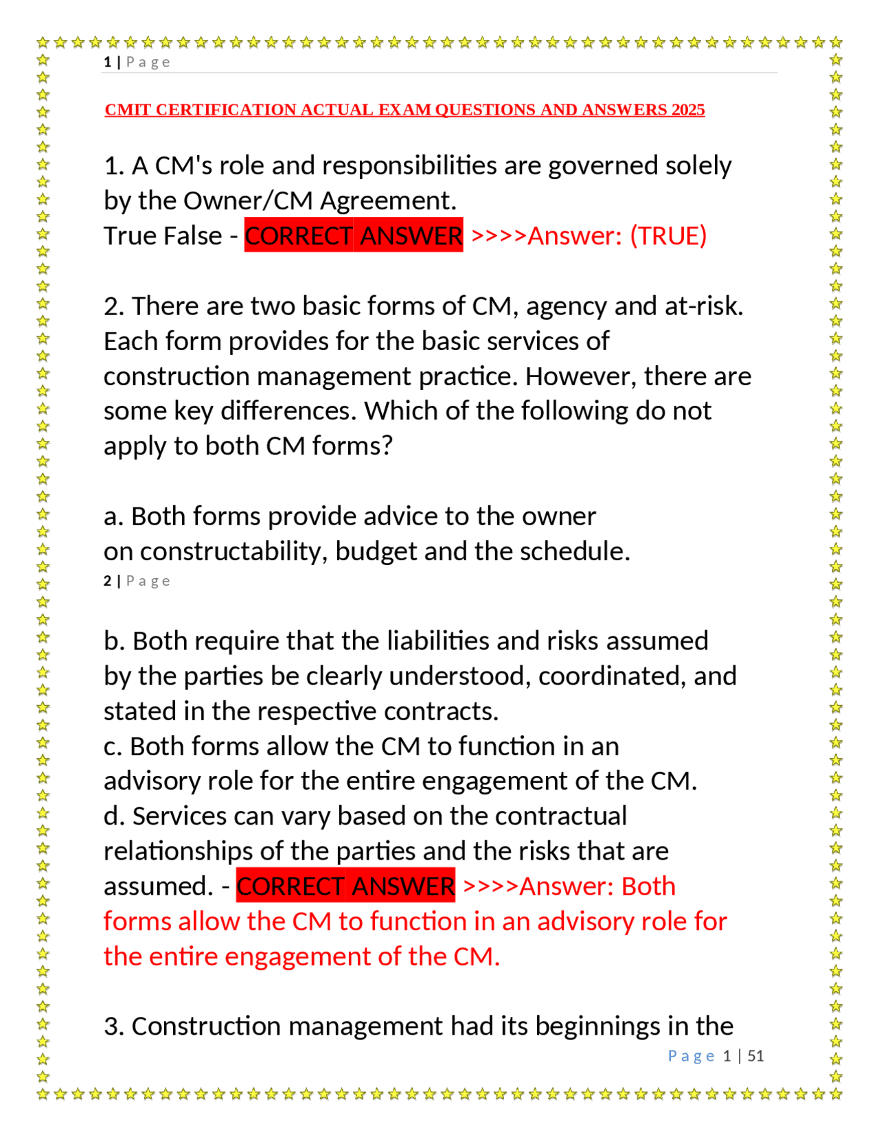 CMIT Certification Exam Questions and Answers 2025 | Exams Nursing | Docsity