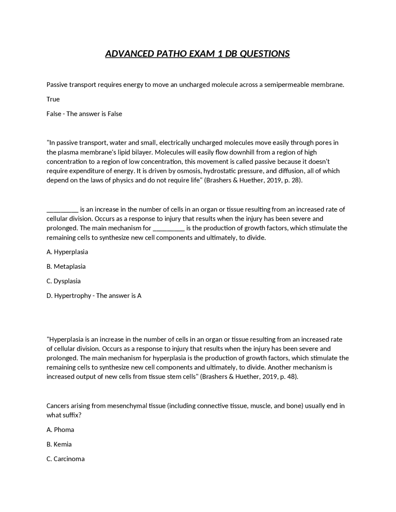 Advanced Pathology Exam 1: Multiple Choice Questions and Answers ...