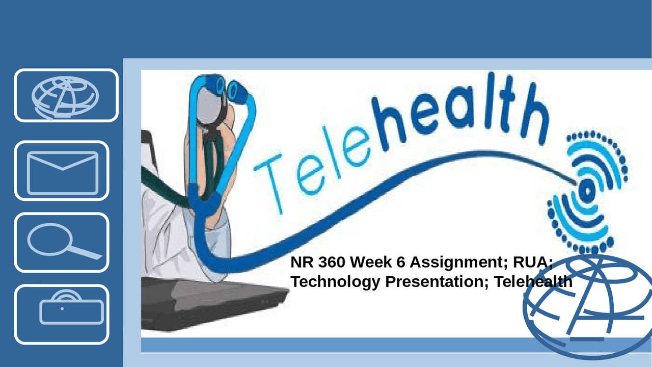 NR 360 Week 6 Assignment; RUA; Technology Presentation; Telehealth ...