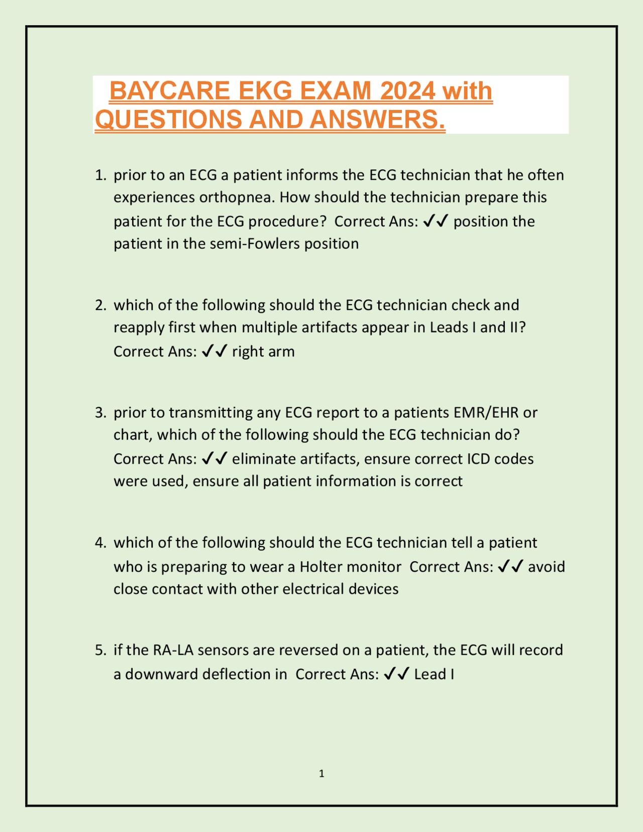 ECG Exam Questions and Answers: A Comprehensive Guide for Healthcare ...
