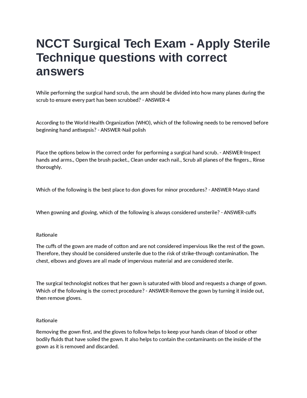 Surgical Technology Exam: Applying Sterile Technique | Exams General ...