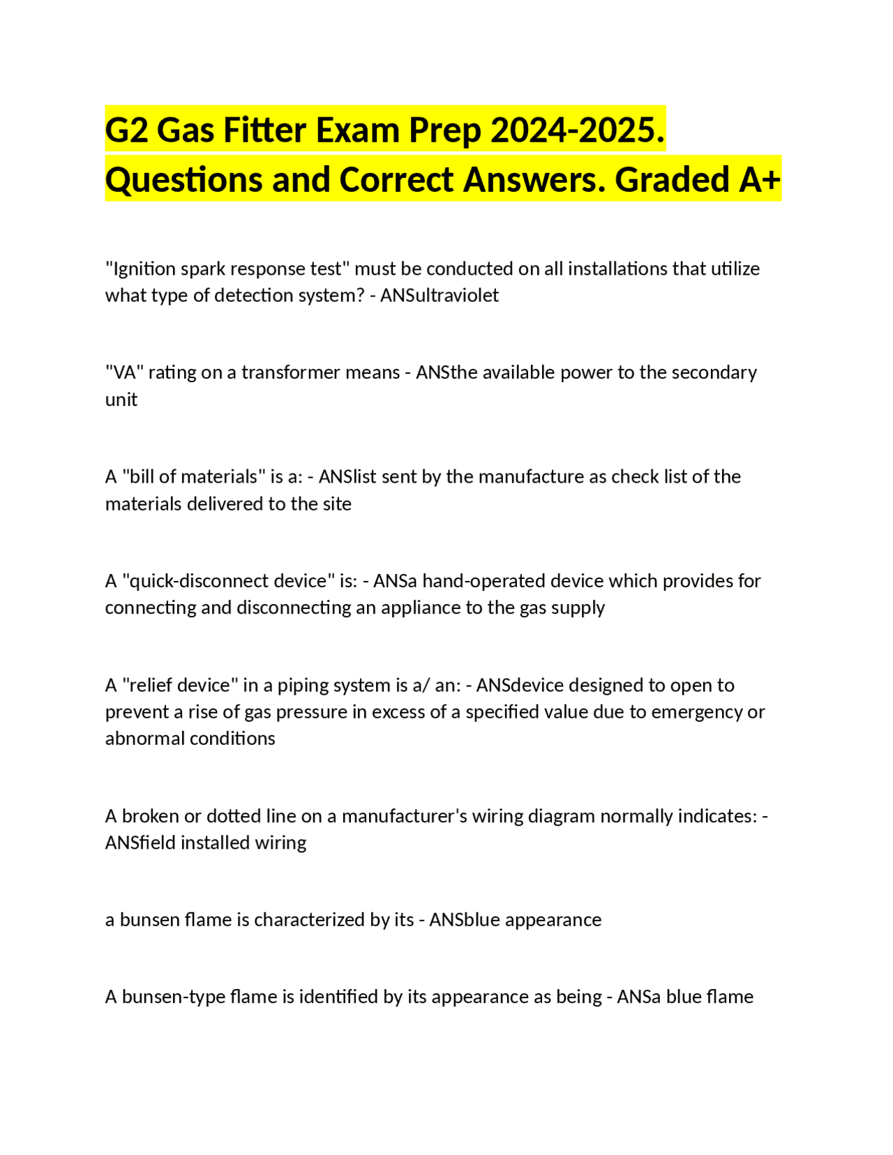 G2 Gas Fitter Exam Prep: Questions and Answers for 2024-2025 | Exams ...