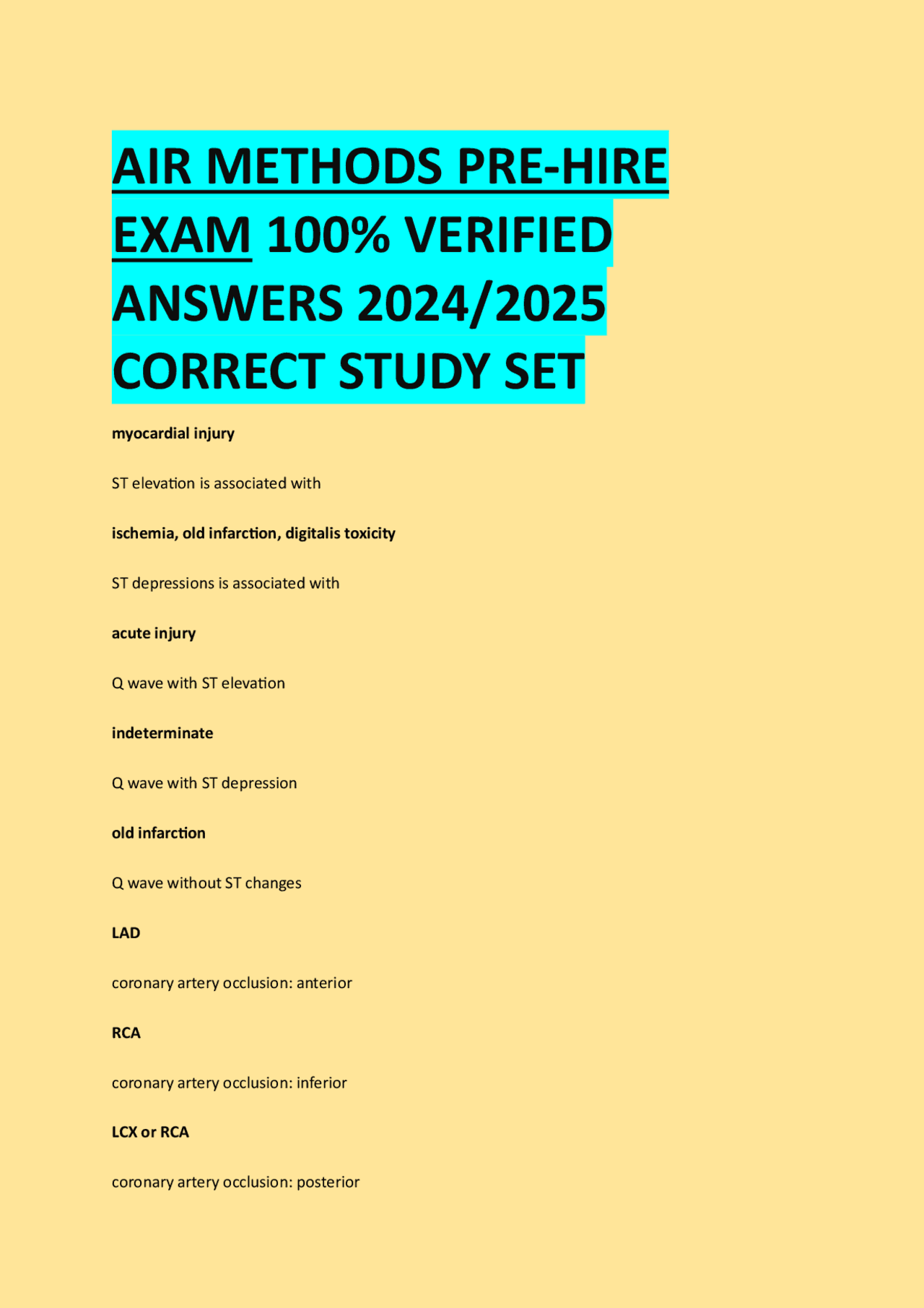AIR METHODS PRE-HIRE EXAM 100% VERIFIED ANSWERS 2024/2025 CORRECT STUDY ...