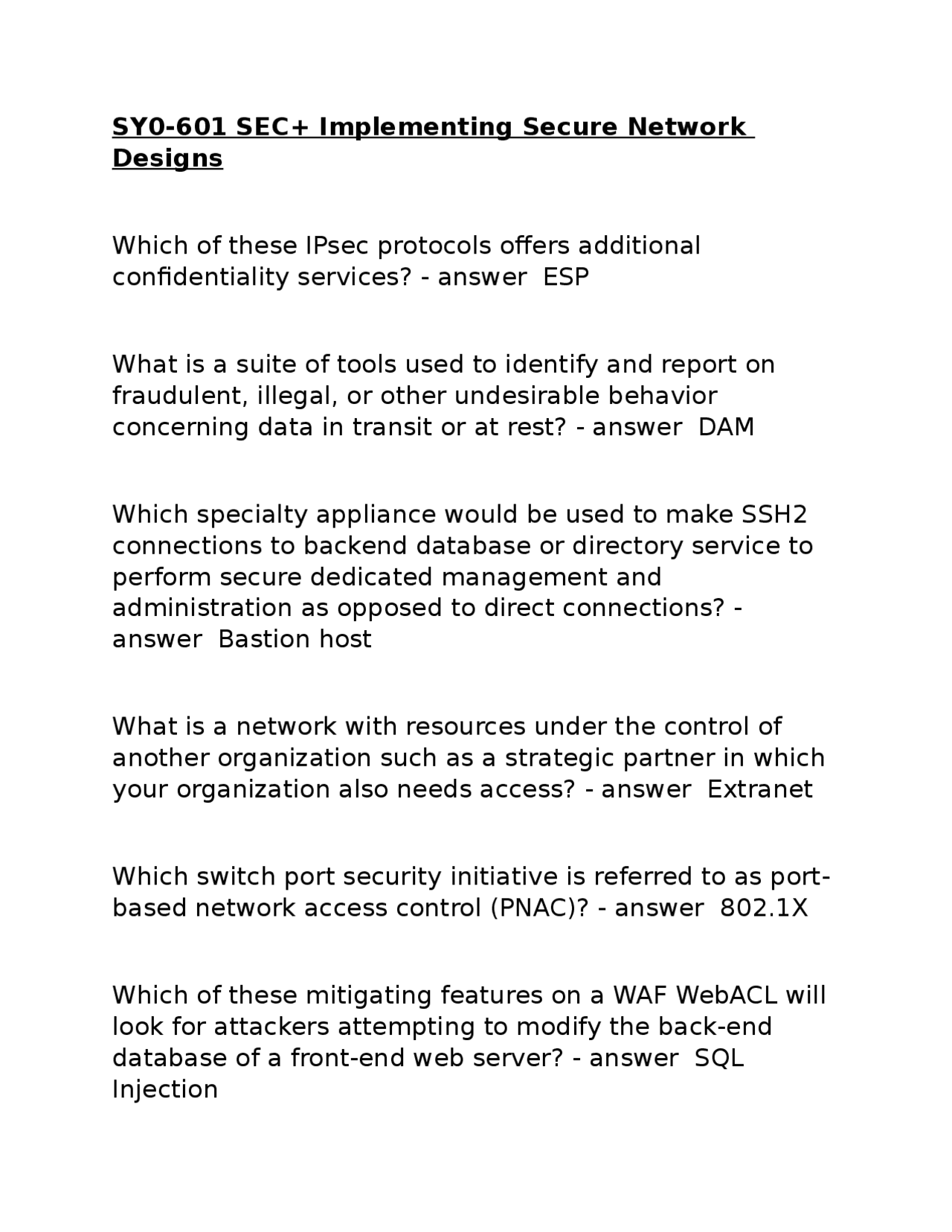 SY0-601 SEC+ Implementing Secure Network Designs: Practice Questions ...