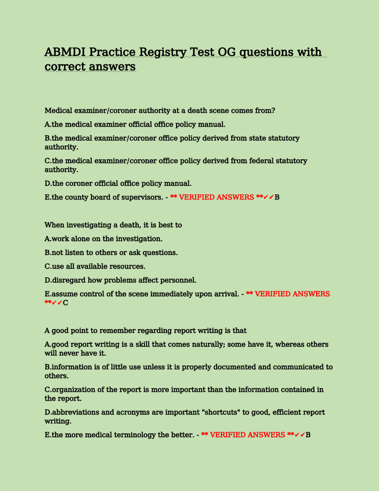 ABMDI Practice Registry Test OG Questions and Answers | Exams Nursing ...