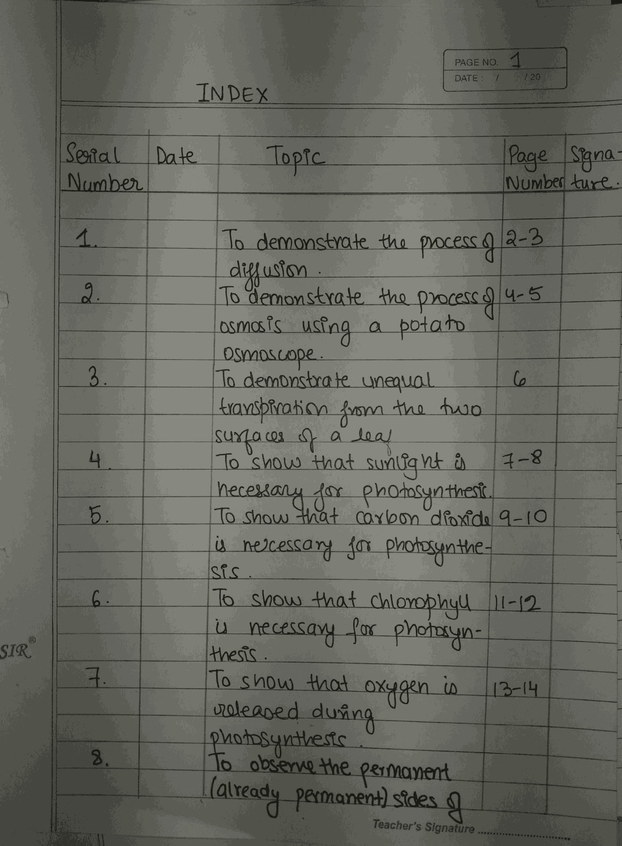 Biology Practical Copy – 14 Experiments | Lecture notes Biology | Docsity