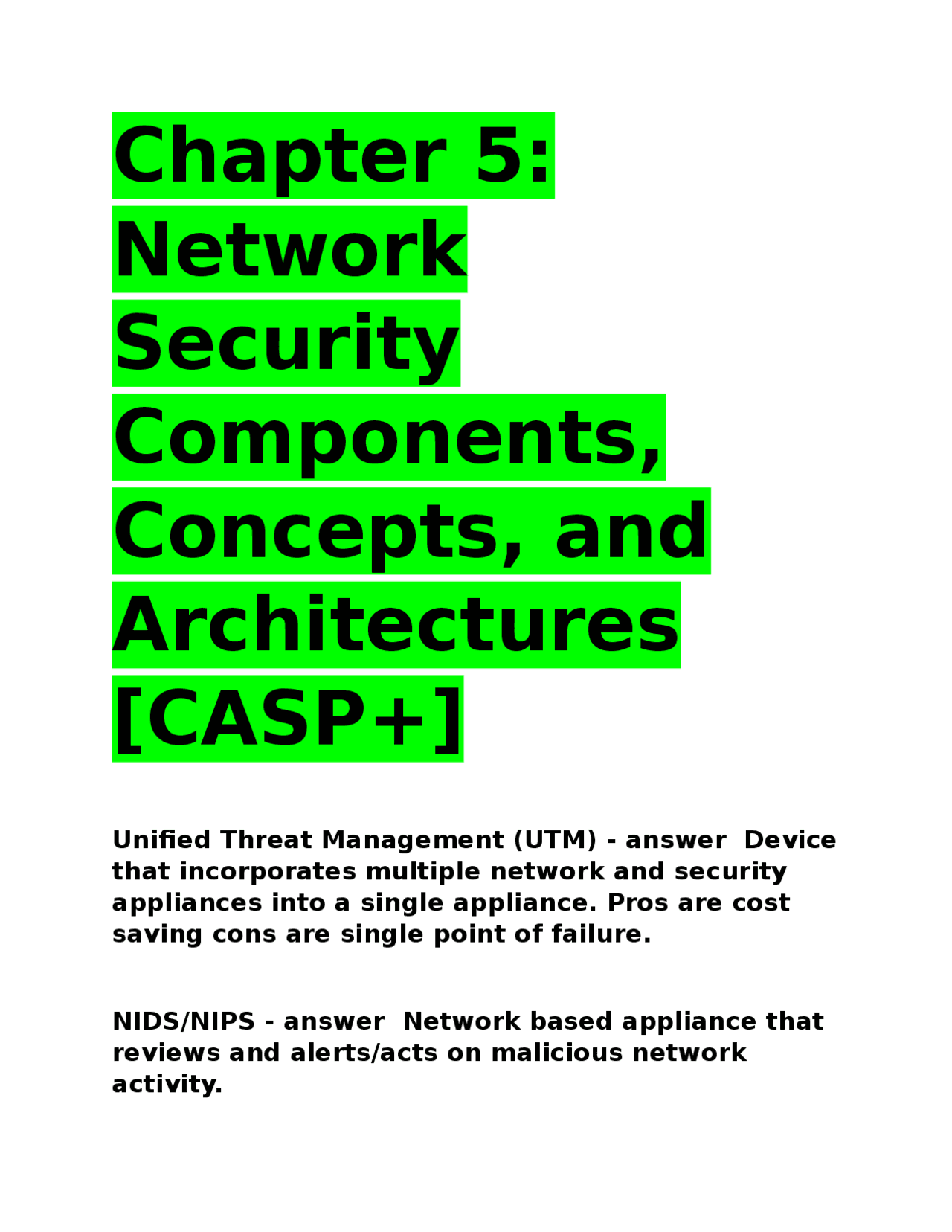 Network Security: Components, Concepts, and Architectures | Exams Biology | Docsity