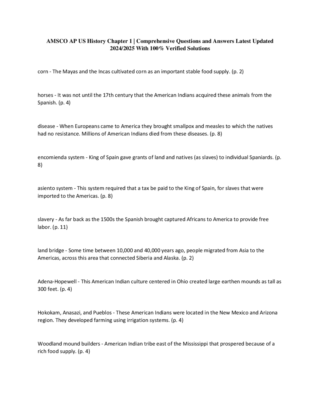 AMSCO AP US History Chapter 1: Comprehensive Questions and Answers ...