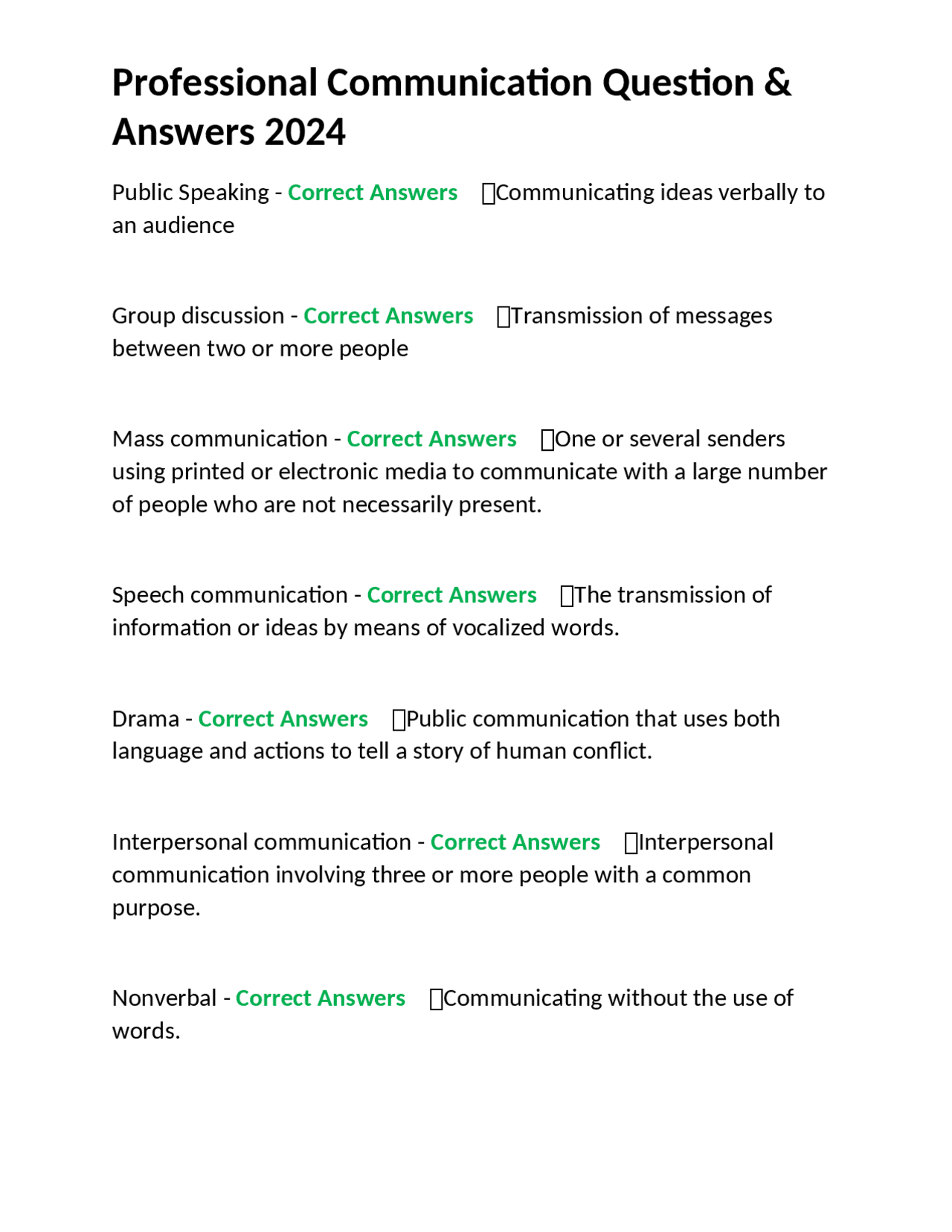 Professional Communication: Questions and Answers | Exams Nursing | Docsity