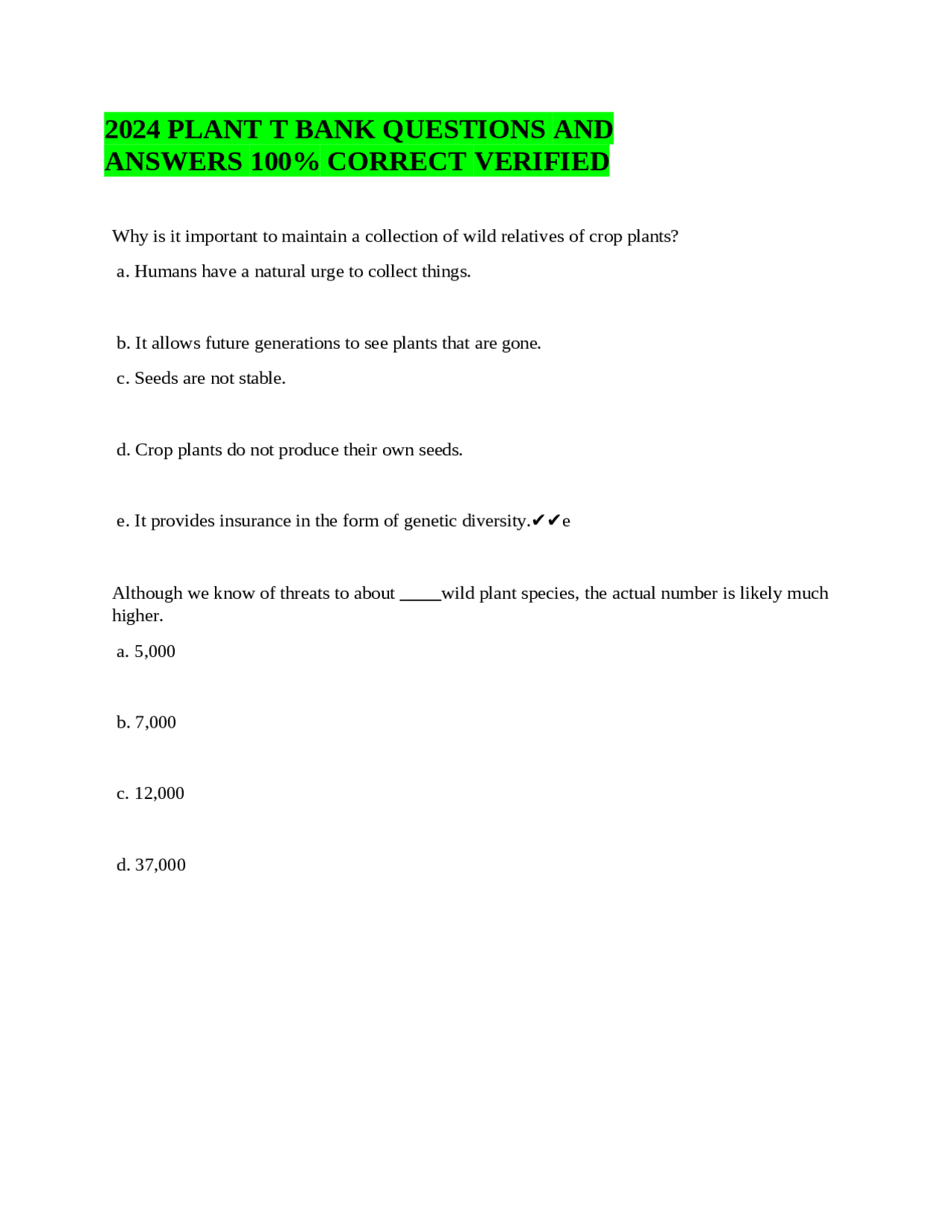 Plant Taxonomy and Evolution: Multiple Choice Questions and Answers ...