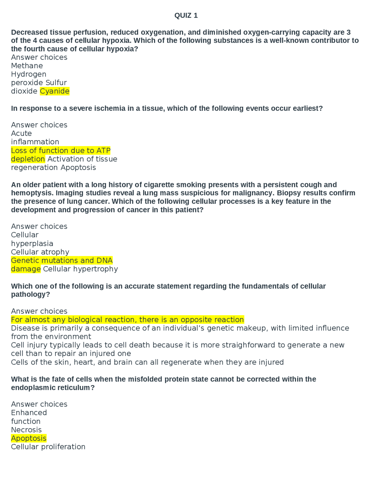 Cellular Pathology Quiz: Multiple Choice Questions and Answers ...