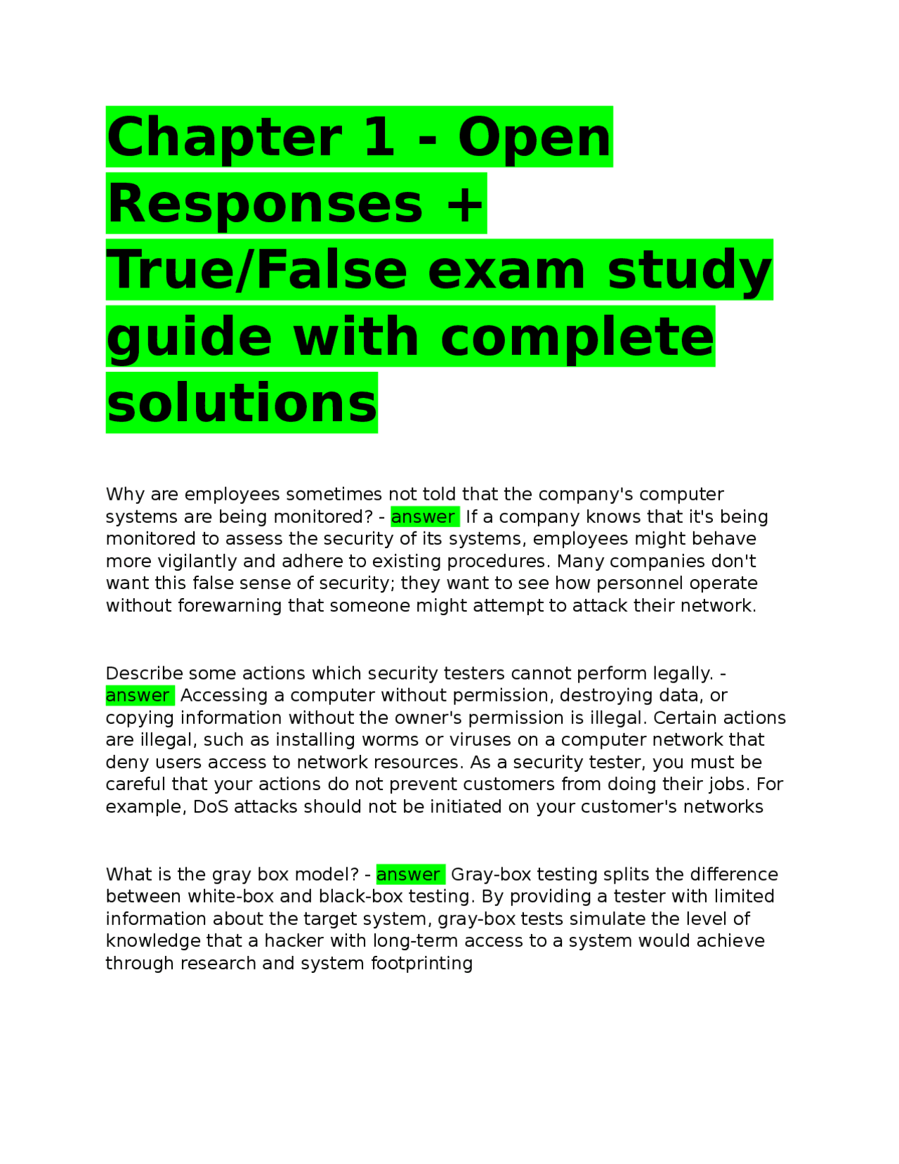 True/False Exam Study Guide: Cybersecurity Fundamentals | Exams Biology ...
