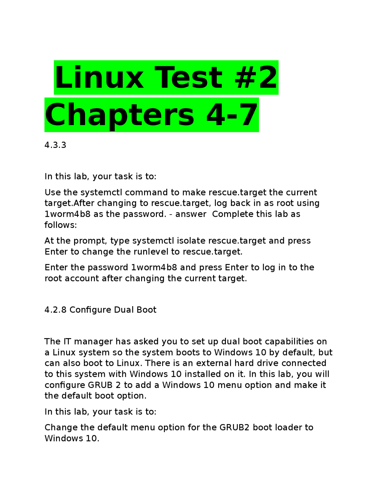 Linux System Administration Exercises: Chapters 4-7 | Exams Molecular ...