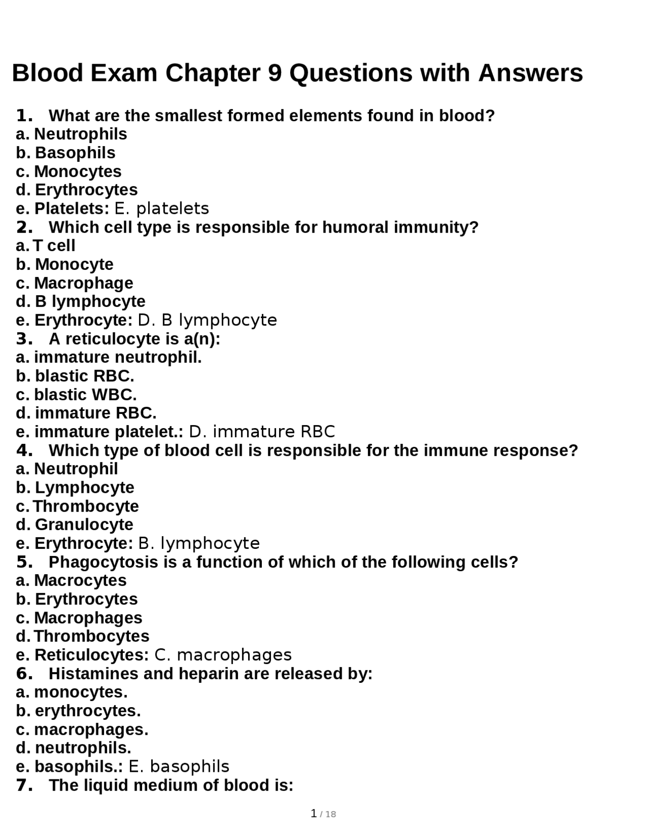Blood Exam Chapter 9 Questions with Answers: A Comprehensive Review of ...