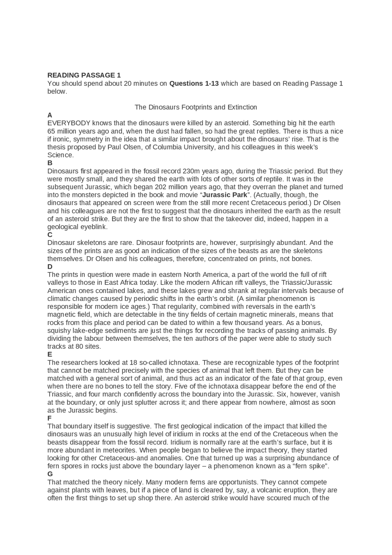 ielts reading practice test | Lecture notes English | Docsity