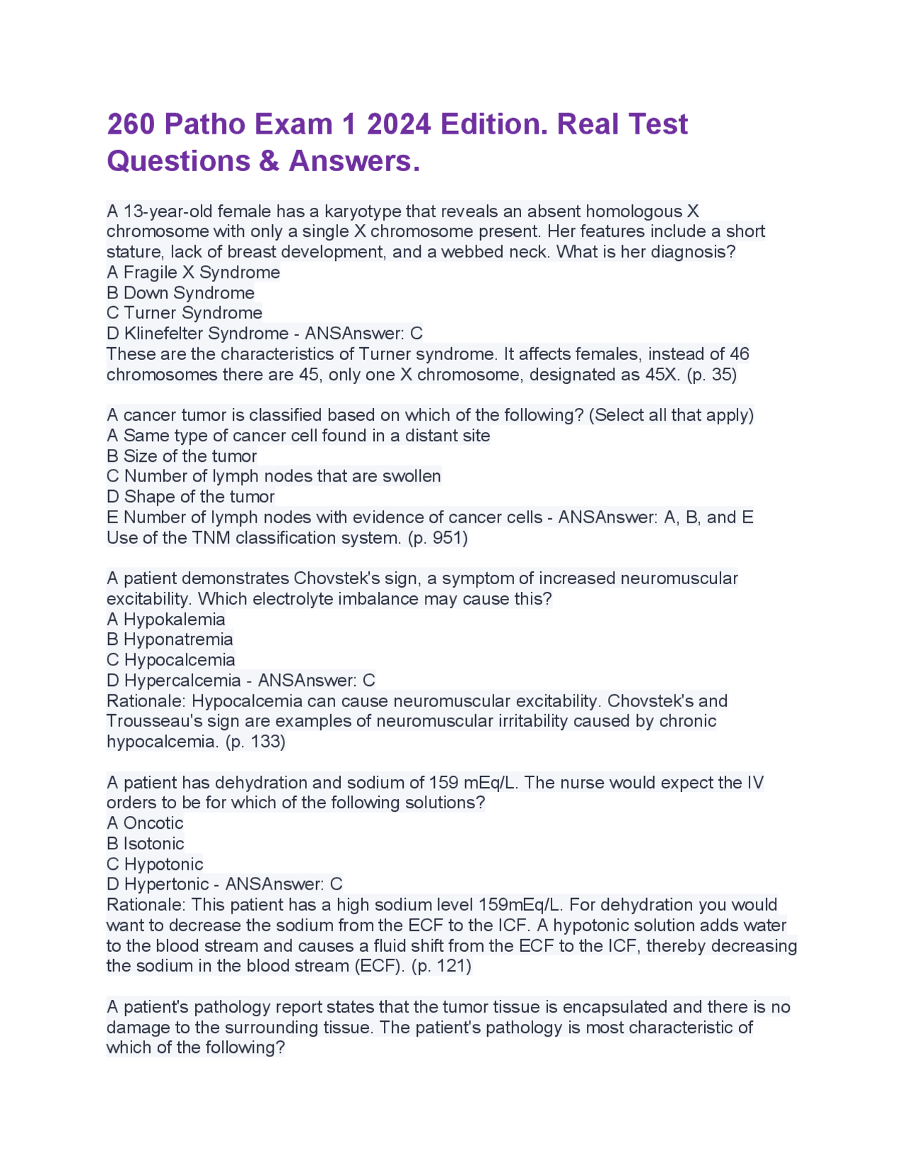 Pathology Exam 1: 2024 Edition - Real Test Questions & Answers | Exams ...