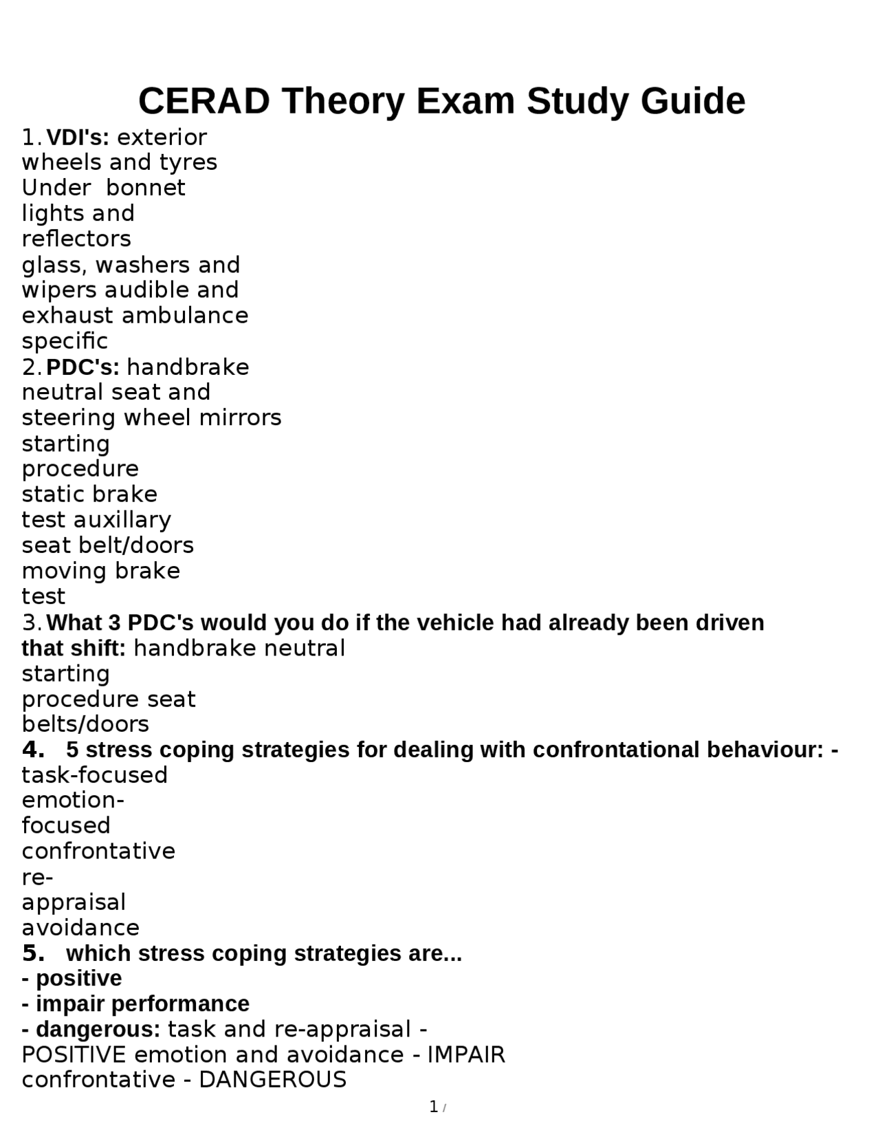 CERAD Theory Exam Study Guide: Emergency Vehicle Operations and Safety ...
