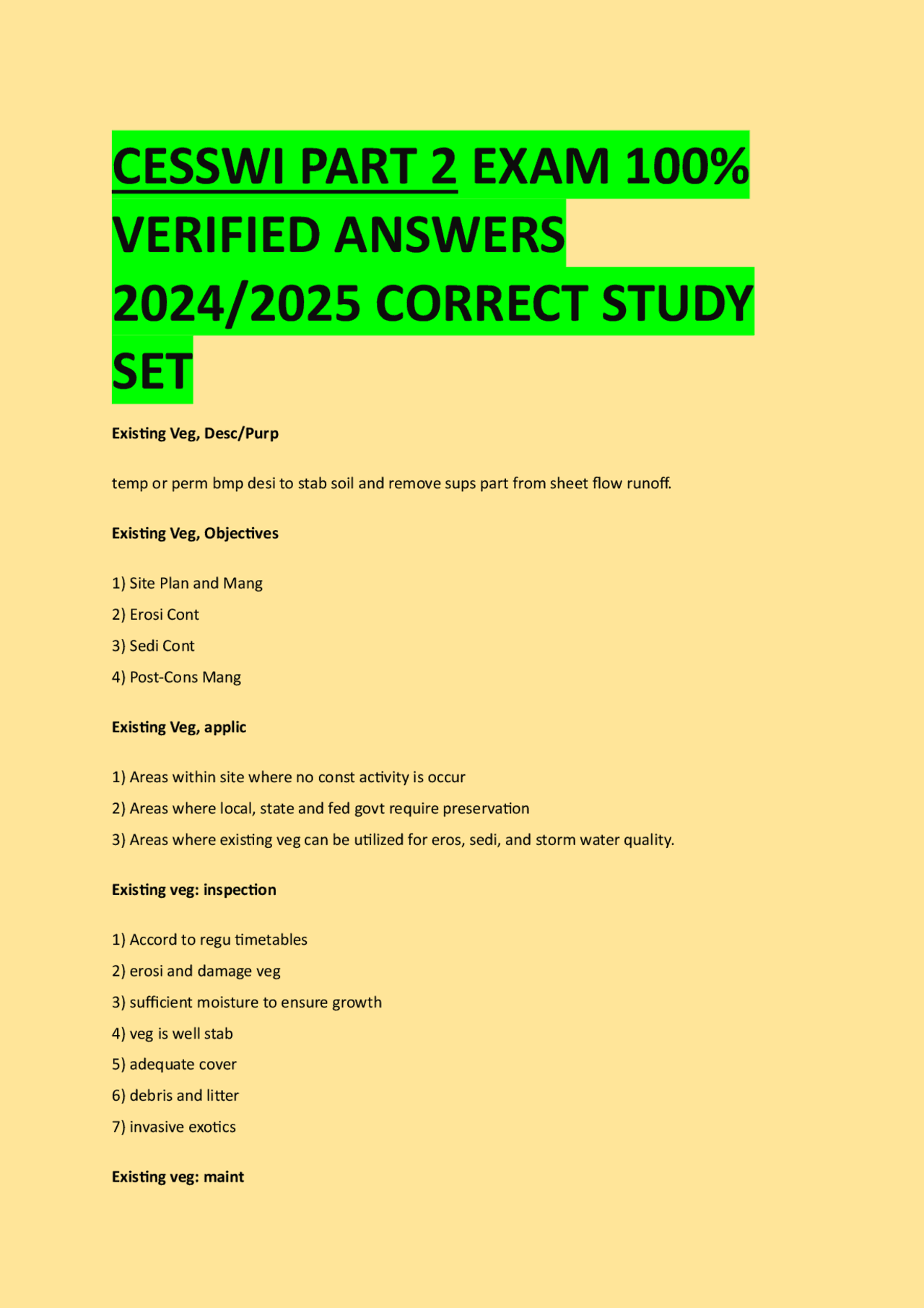 CESSWI PART 2 EXAM 100% VERIFIED ANSWERS 2024/2025 CORRECT STUDY SET ...