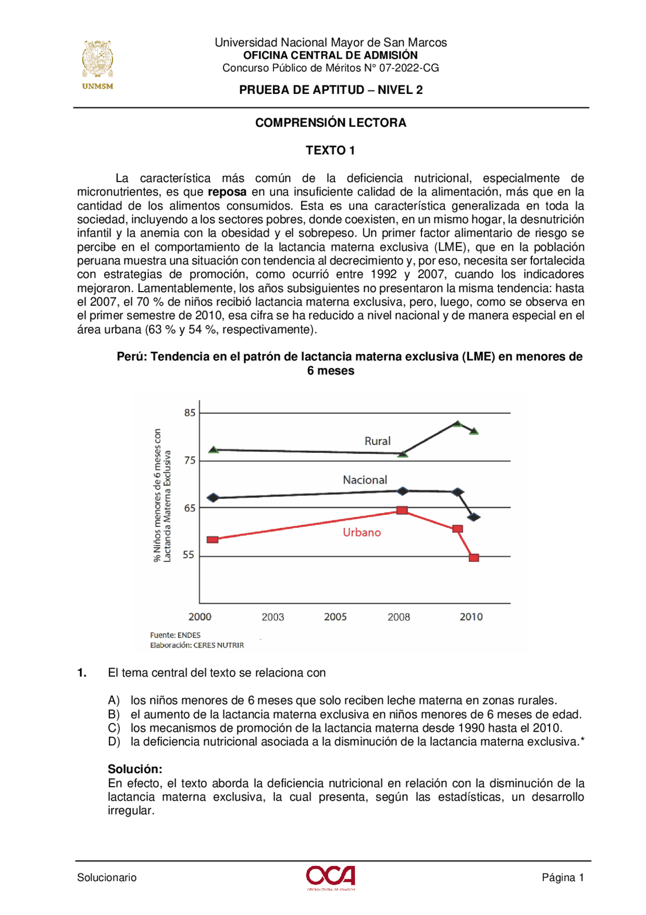 Prueba de Aptitud - Nivel 2: Comprensión Lectora y Eliminación de ...