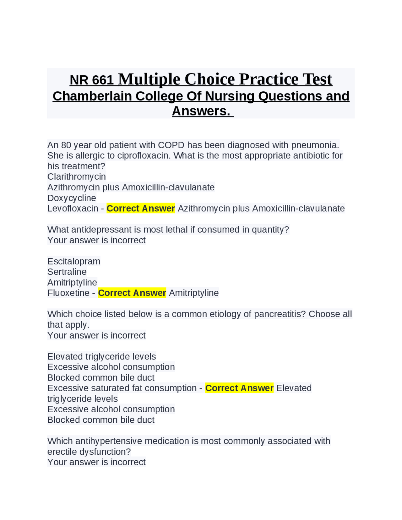 Multiple Choice Practice Test for Nursing Students | Exams Nursing ...