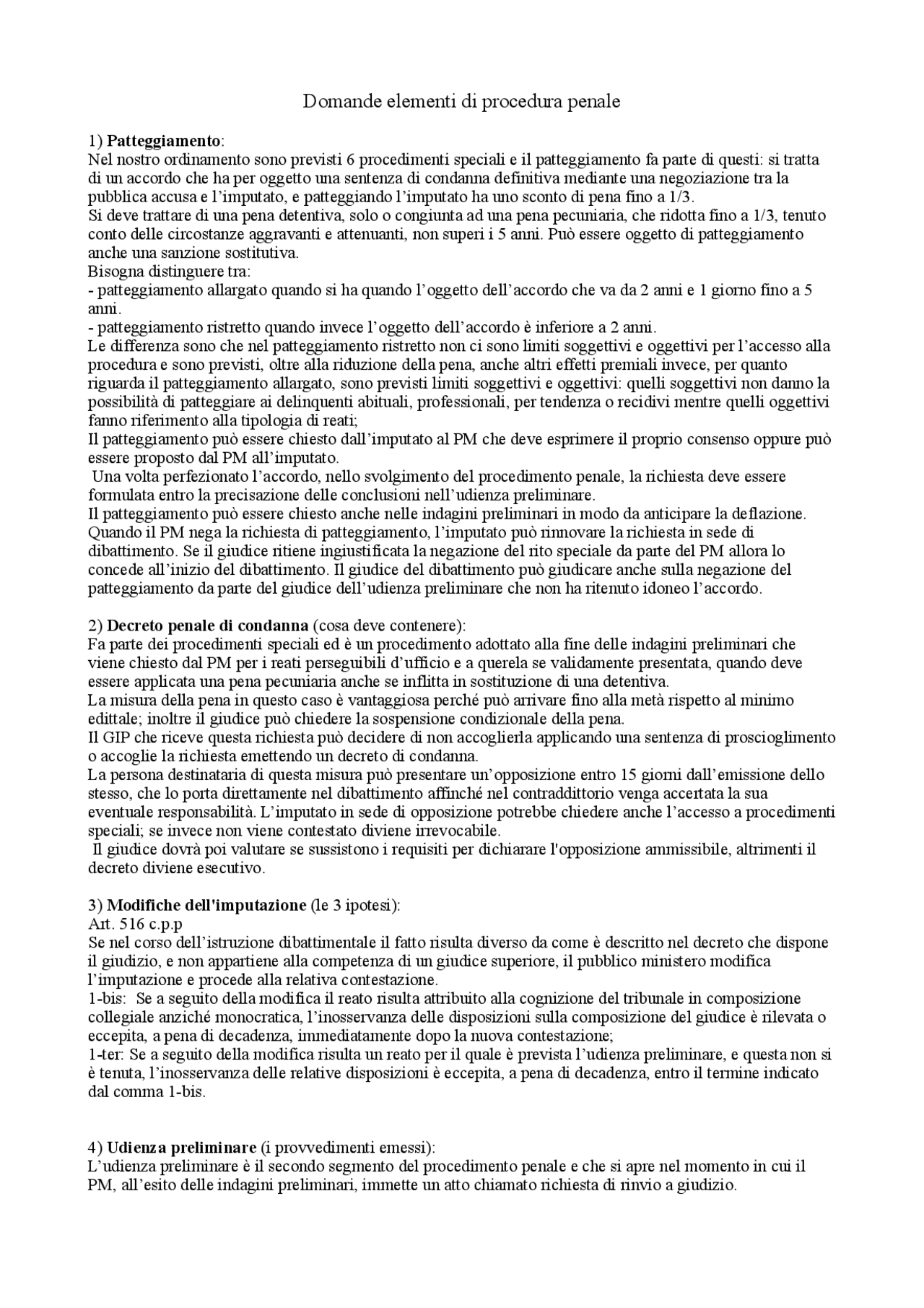 domande e risposte di procedura penale | Schemi e mappe concettuali di Diritto Processuale ...
