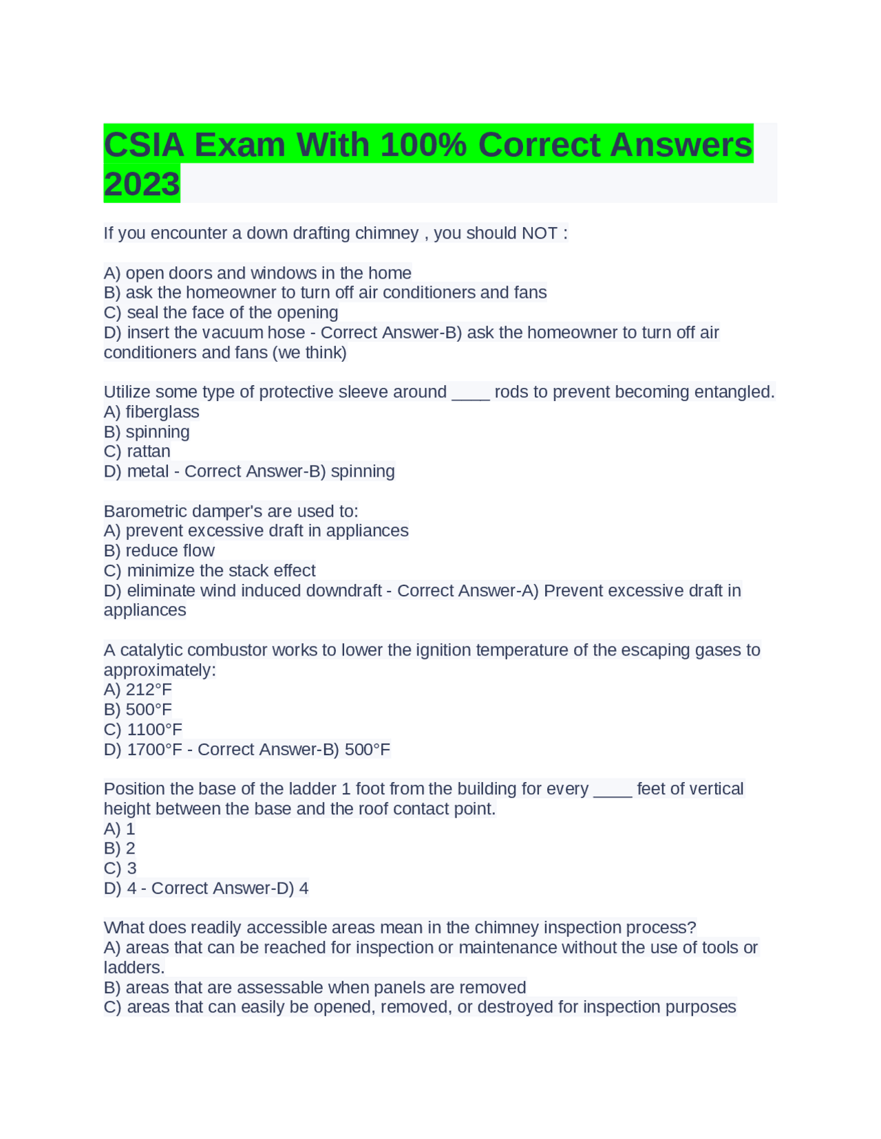 CSIA Exam With 100% Correct Answers 2023 | Exams Advanced Education ...