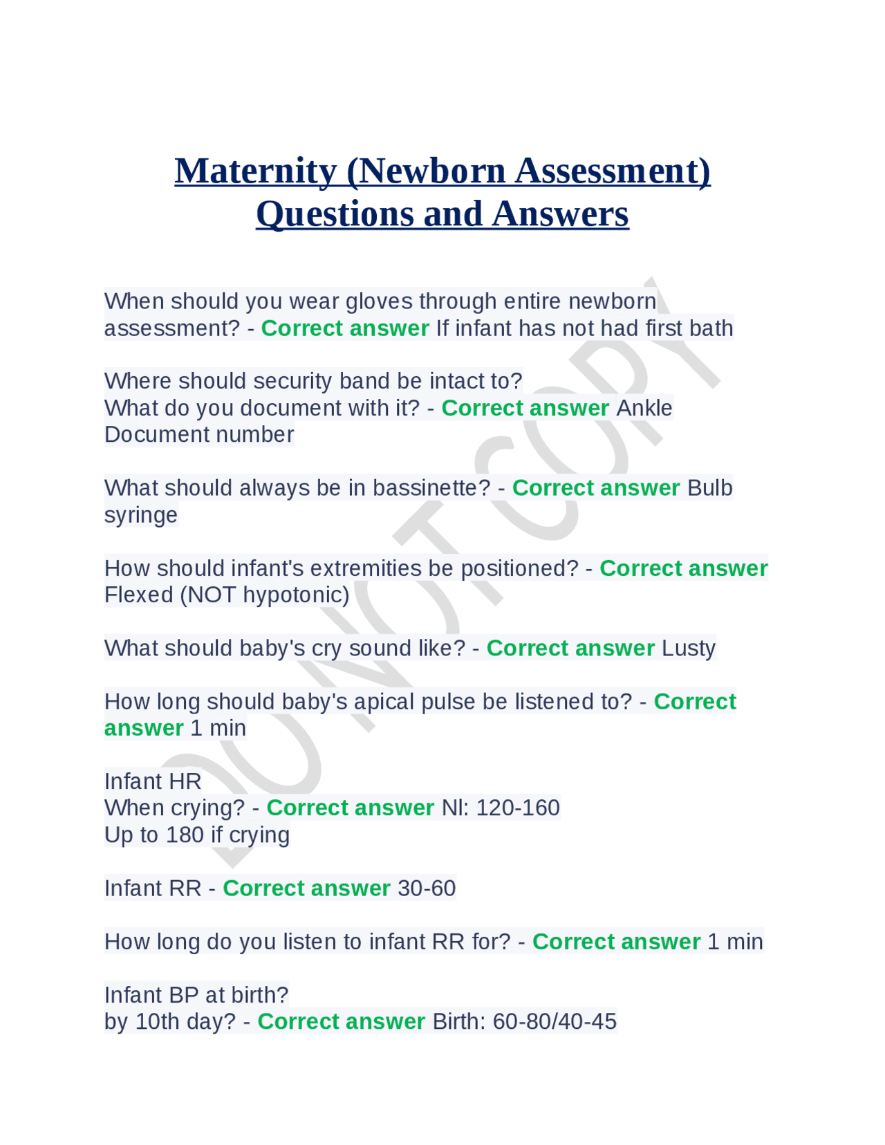 Newborn Assessment: Questions and Answers for Medical Professionals ...