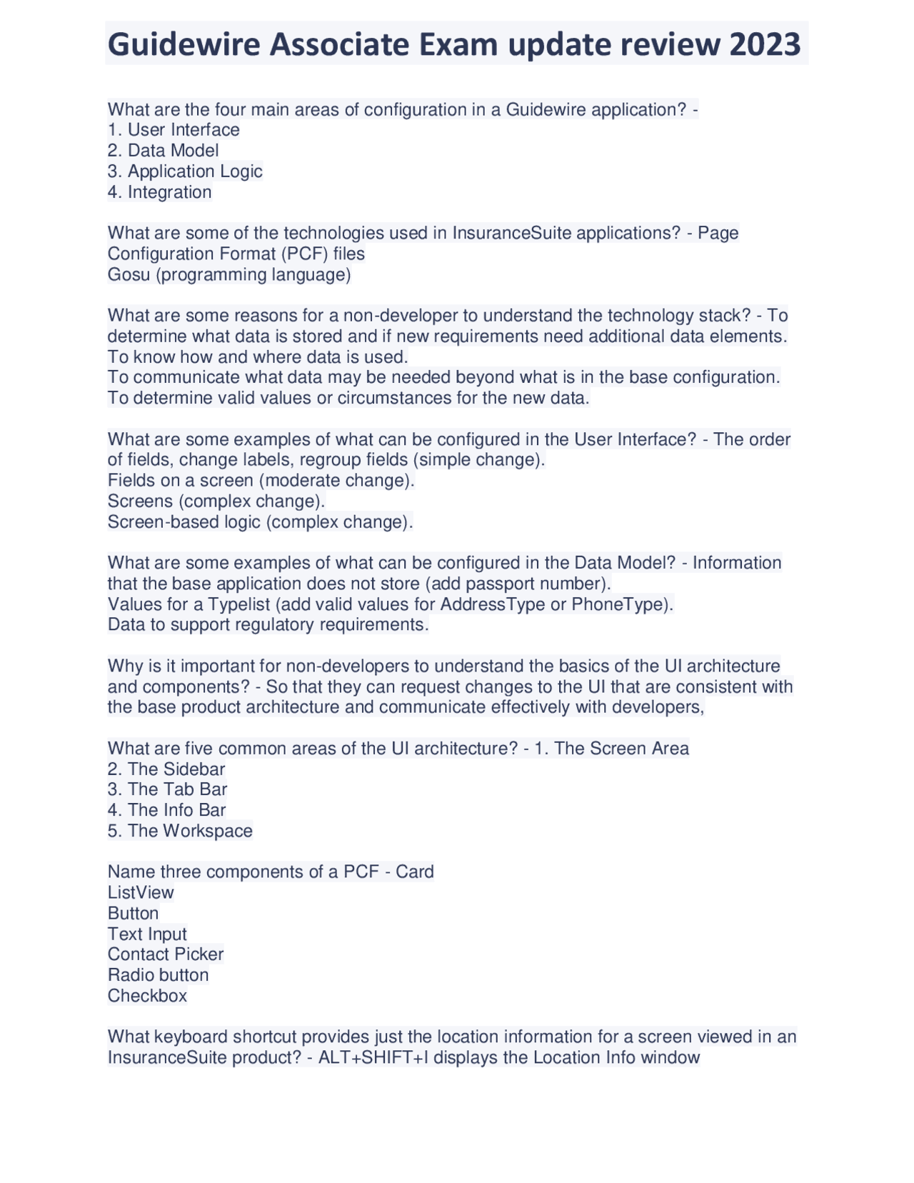 Guidewire Associate Exam Review: Configuration, Technology, and Agile ...