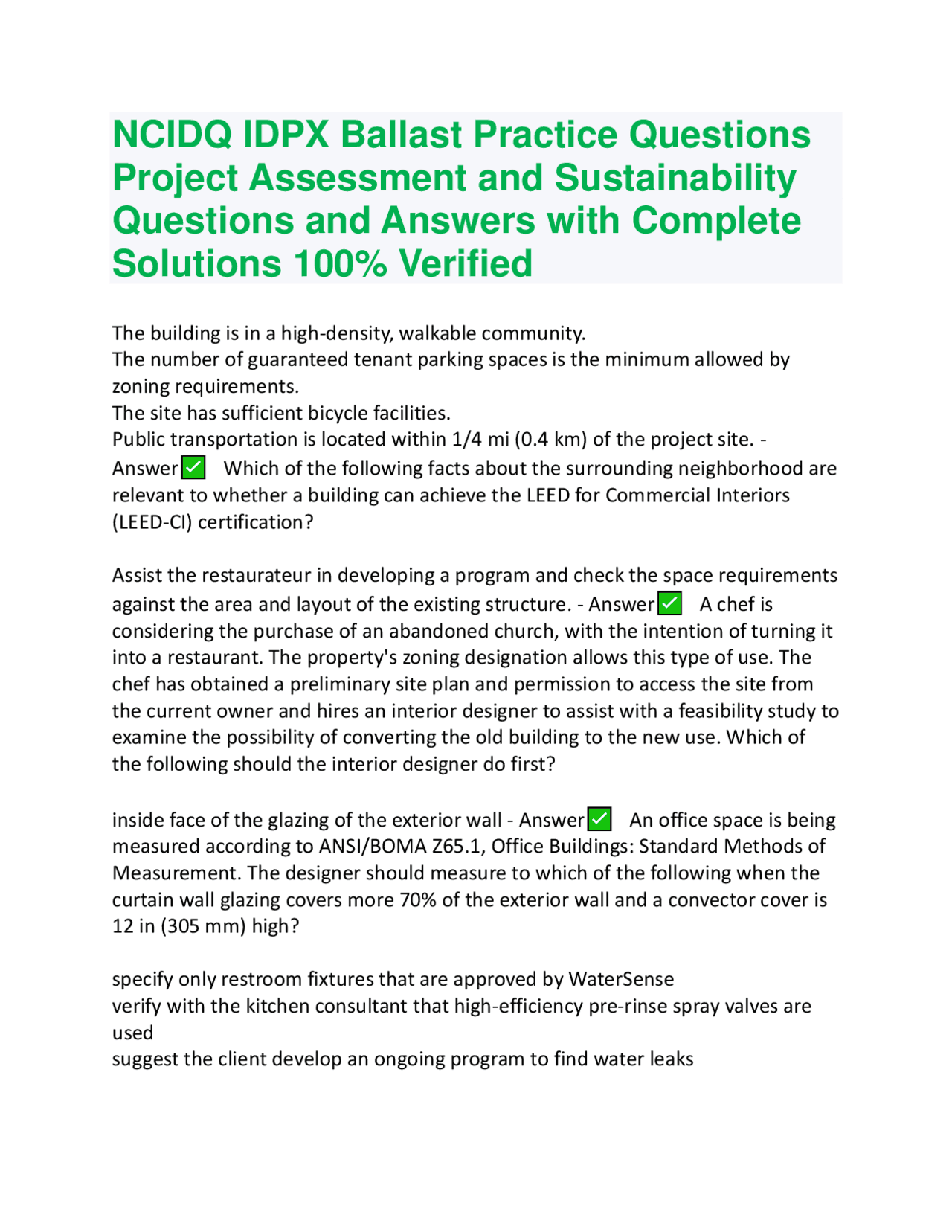 LEED for Commercial Interiors (LEED-CI) Certification Practice ...