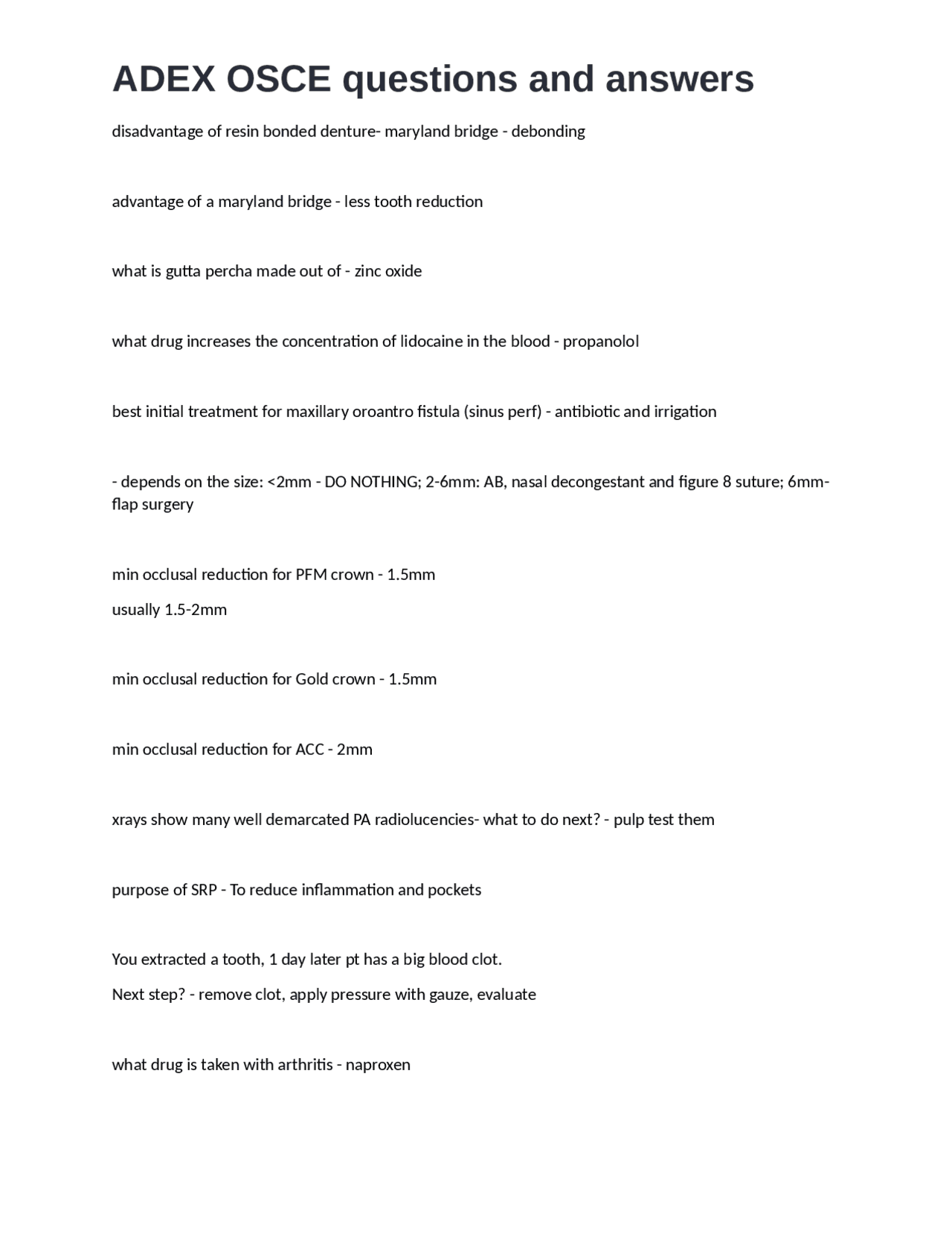 ADEX OSCE questions and answers | Exercises Nursing | Docsity