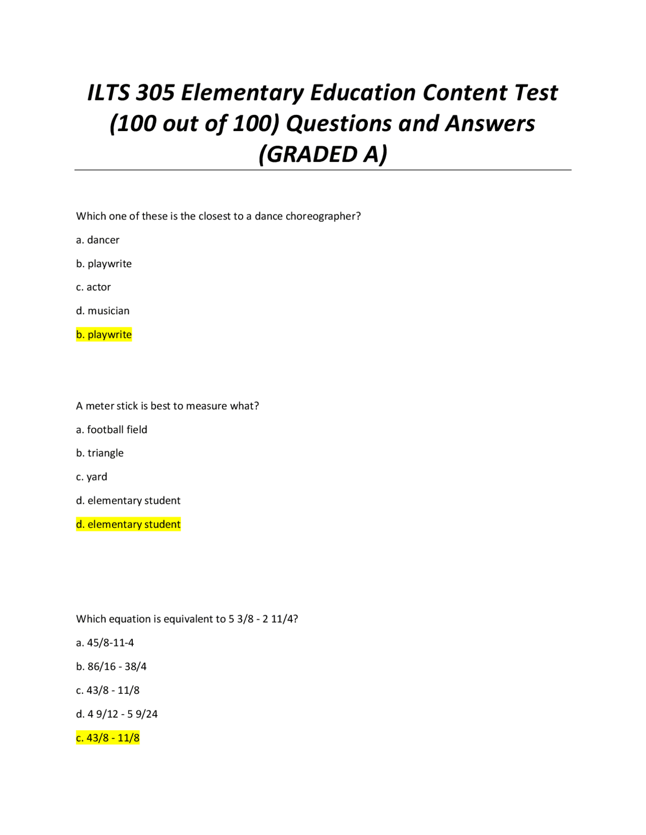 ILTS 305 Elementary Education Content Test: Practice Questions and ...