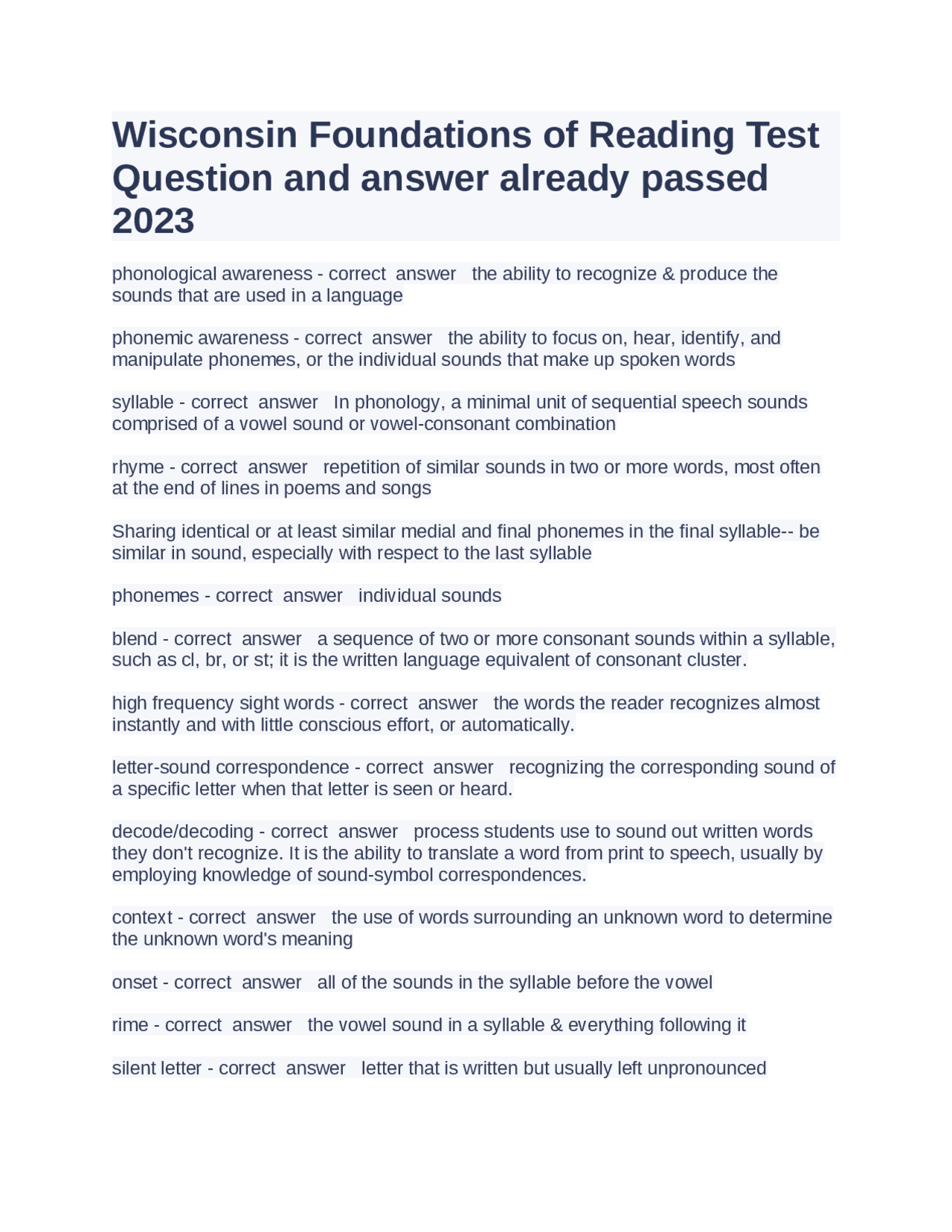 Foundations of Reading: Key Concepts and Definitions | Exams Nursing ...