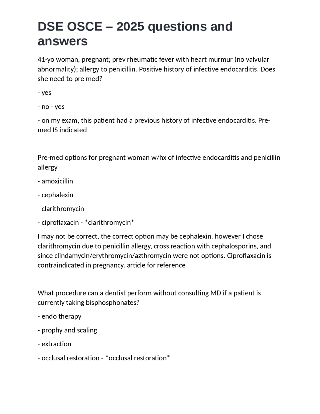 DSE OSCE - 2025 Questions and Answers: Dental Practice Scenarios ...