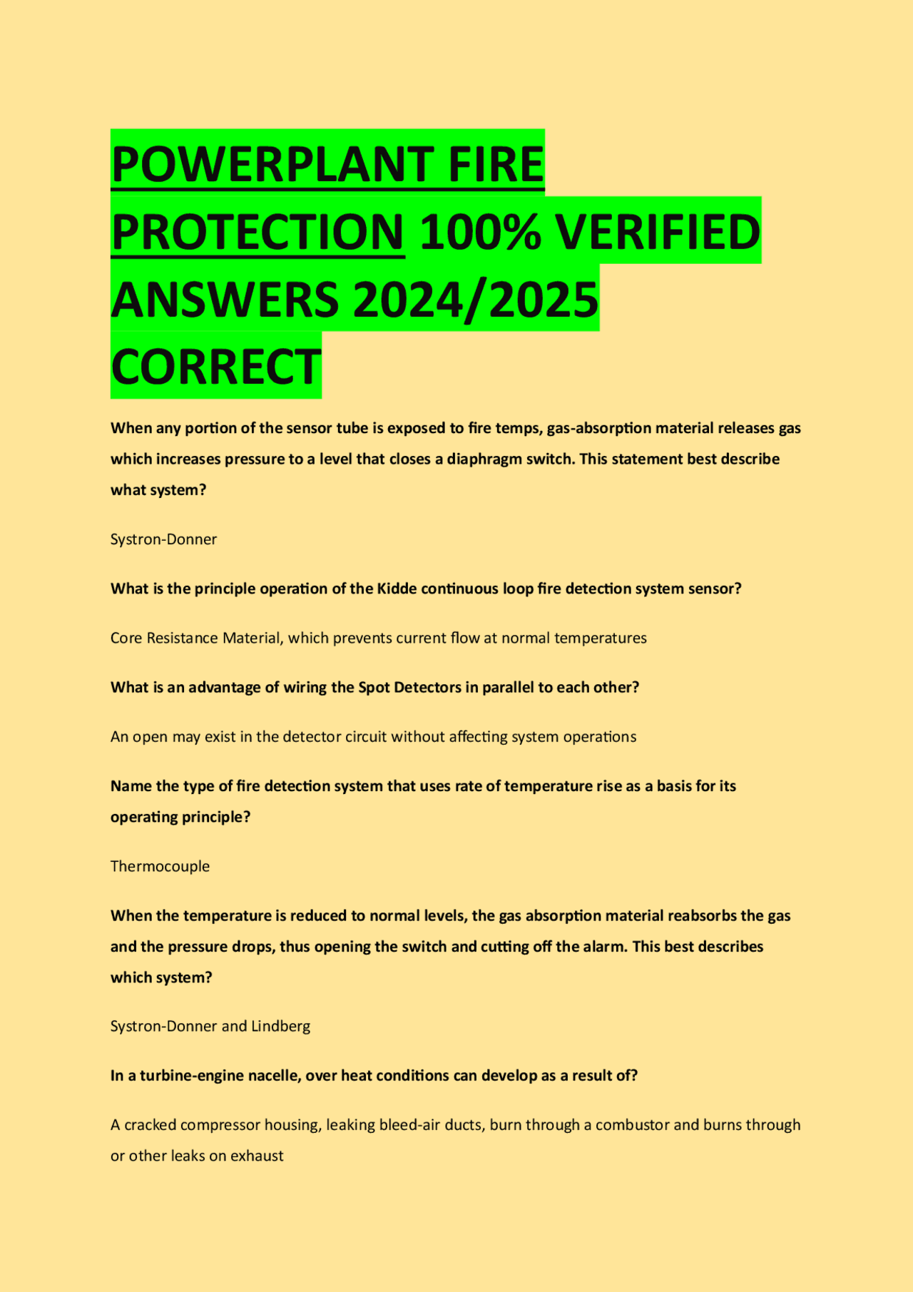 POWERPLANT FIRE PROTECTION 100% VERIFIED ANSWERS 2024/2025 CORRECT ...