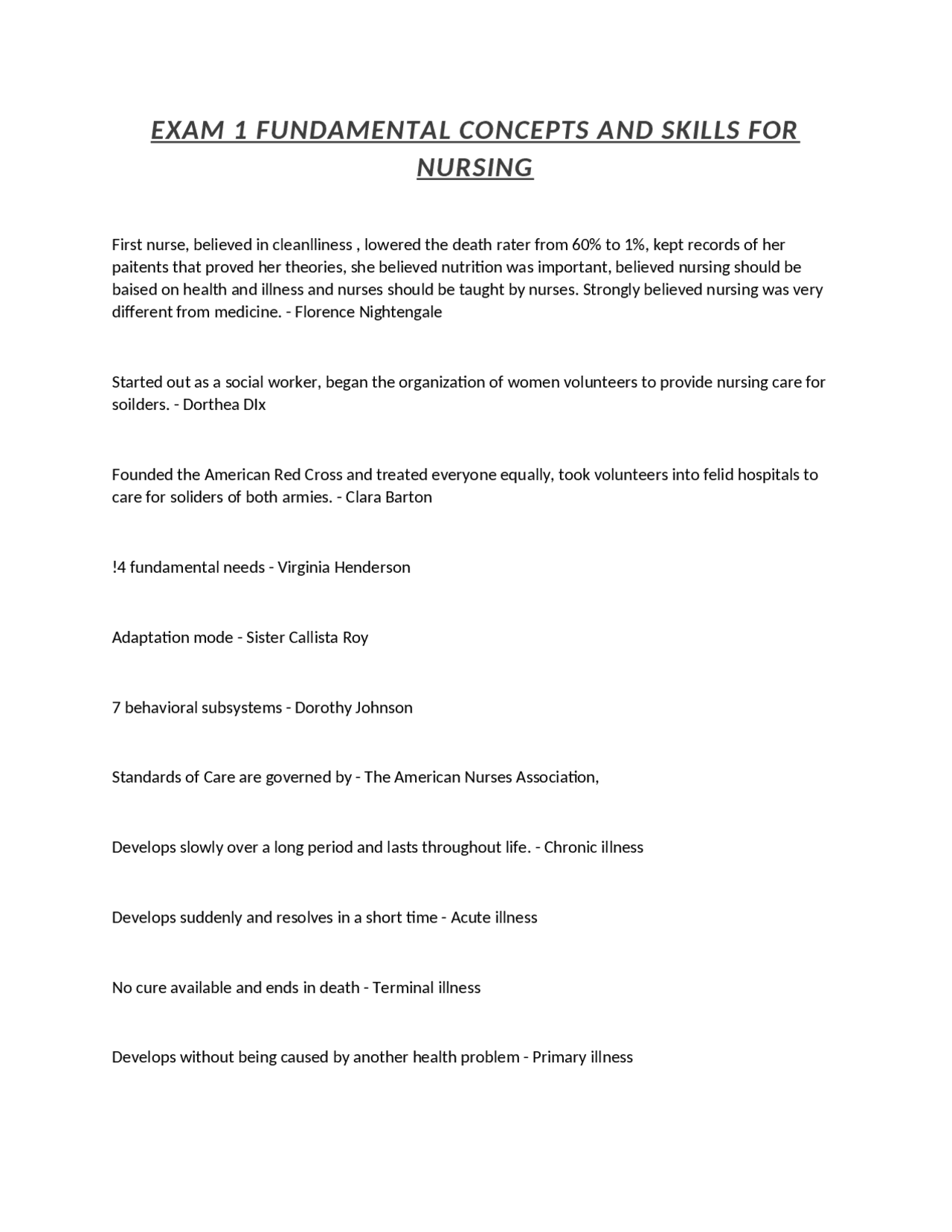 Fundamental Concepts and Skills for Nursing: An Overview | Exams Advanced Education | Docsity