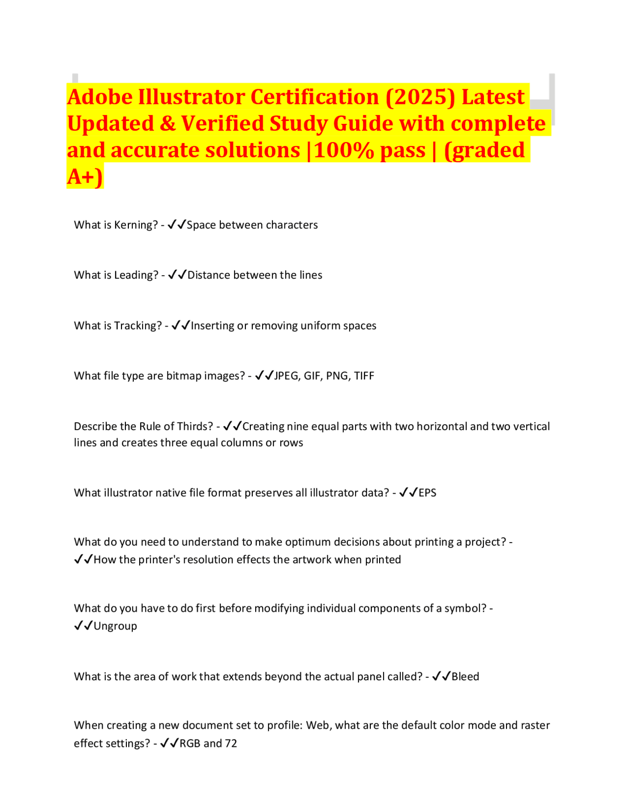 Adobe Illustrator Certification Study Guide: Questions and Answers ...