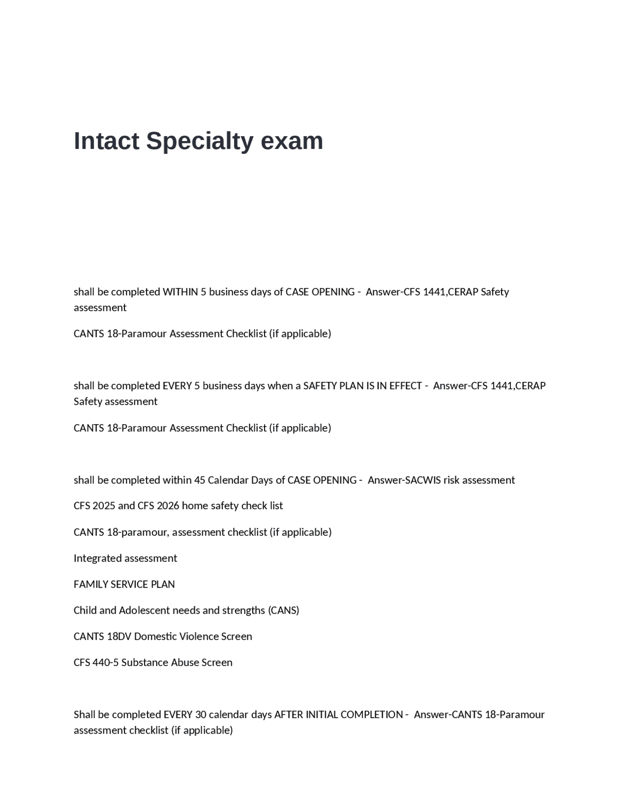 Intact Family Services: Procedures and Guidelines | Exams Nursing | Docsity