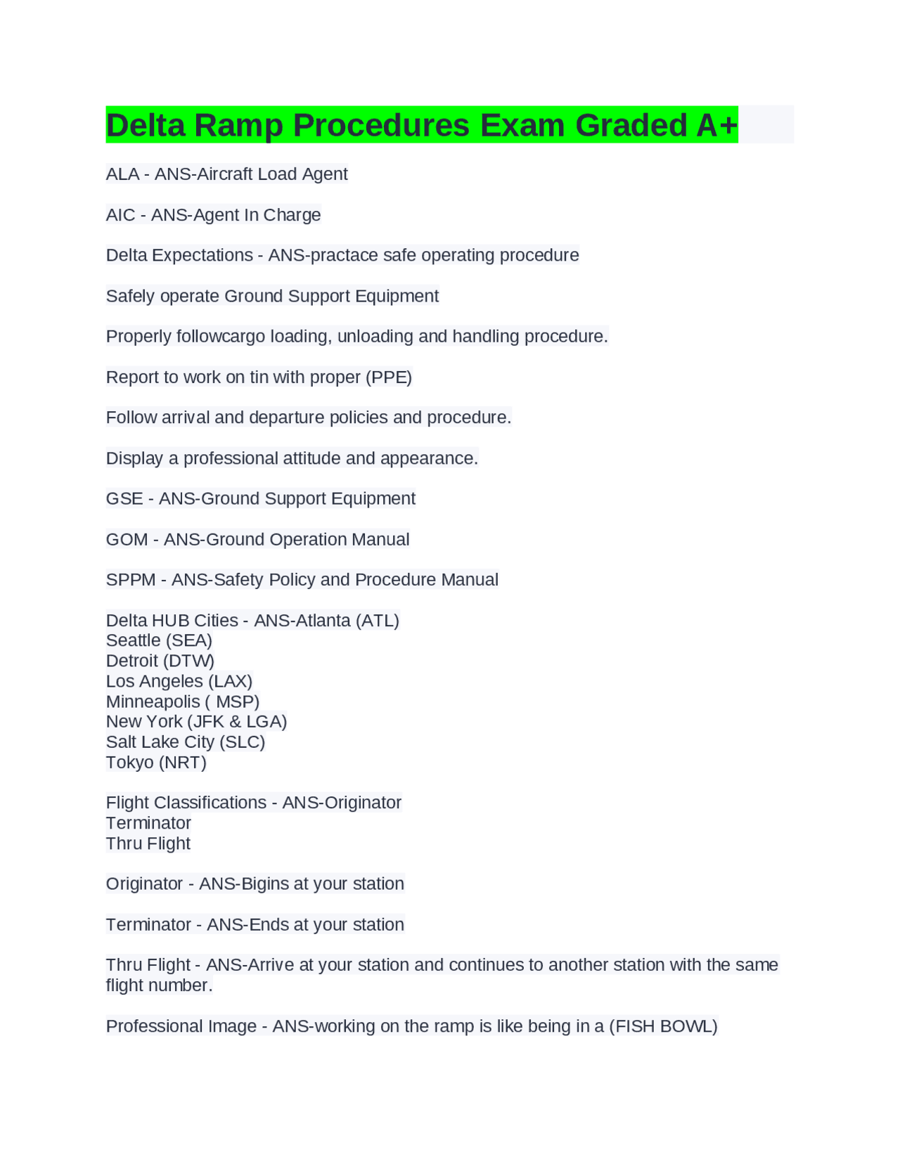 Delta Ramp Procedures Exam: A Comprehensive Guide for Ground Support ...