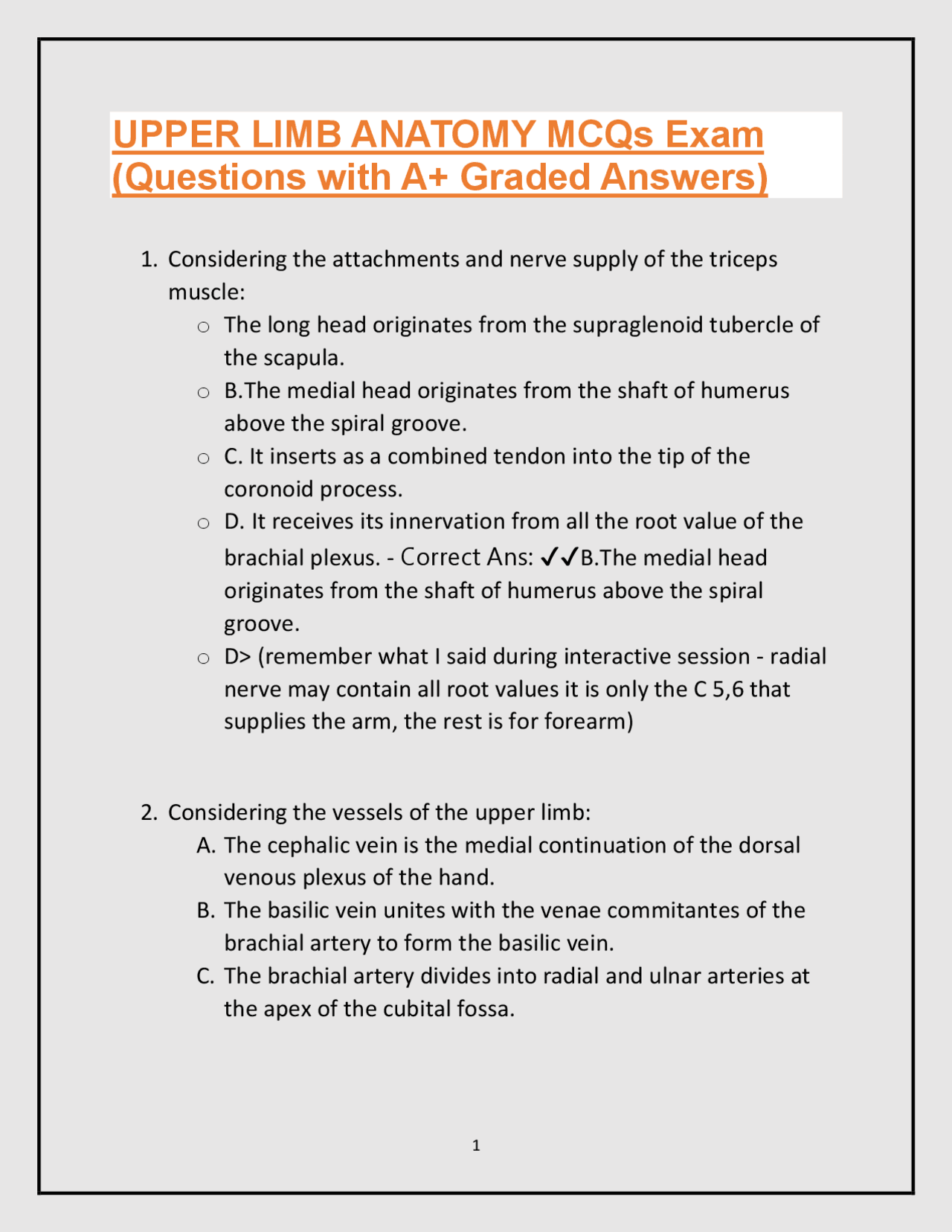 Upper Limb Anatomy Questions And Answers Buy Human Anatomy: Regional