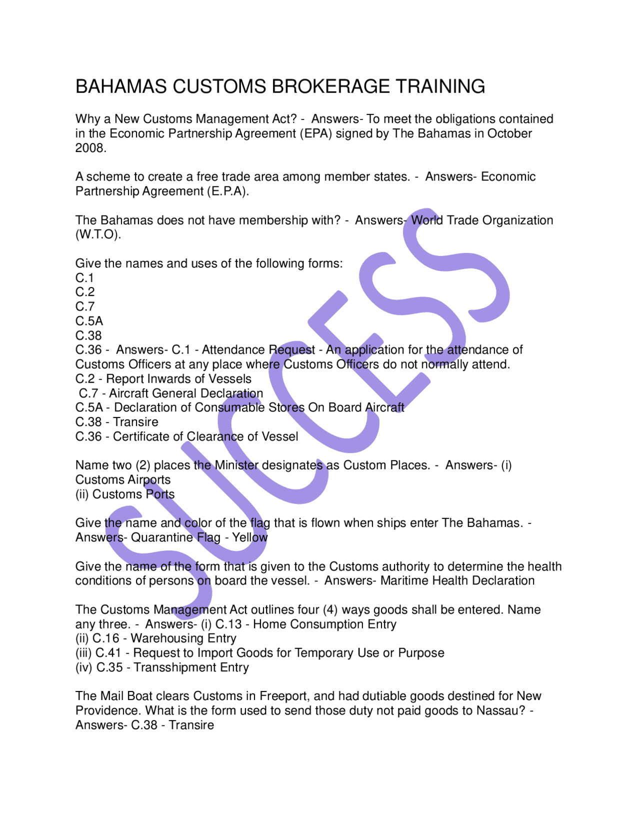 Bahamas Customs Brokerage Training: Guide to Procedures and Regulations ...