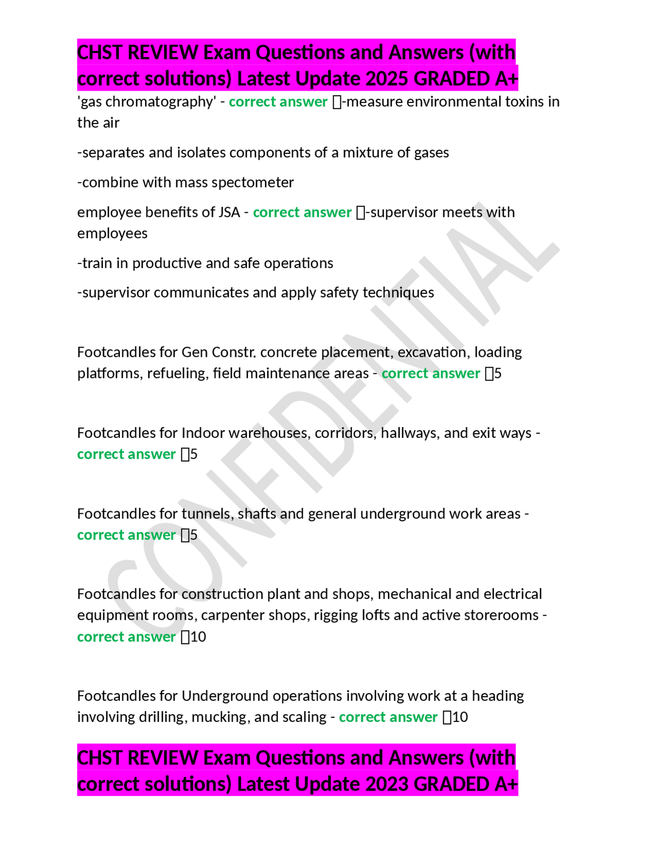 CHST Review Exam Questions and Answers: Safety and Health Knowledge ...