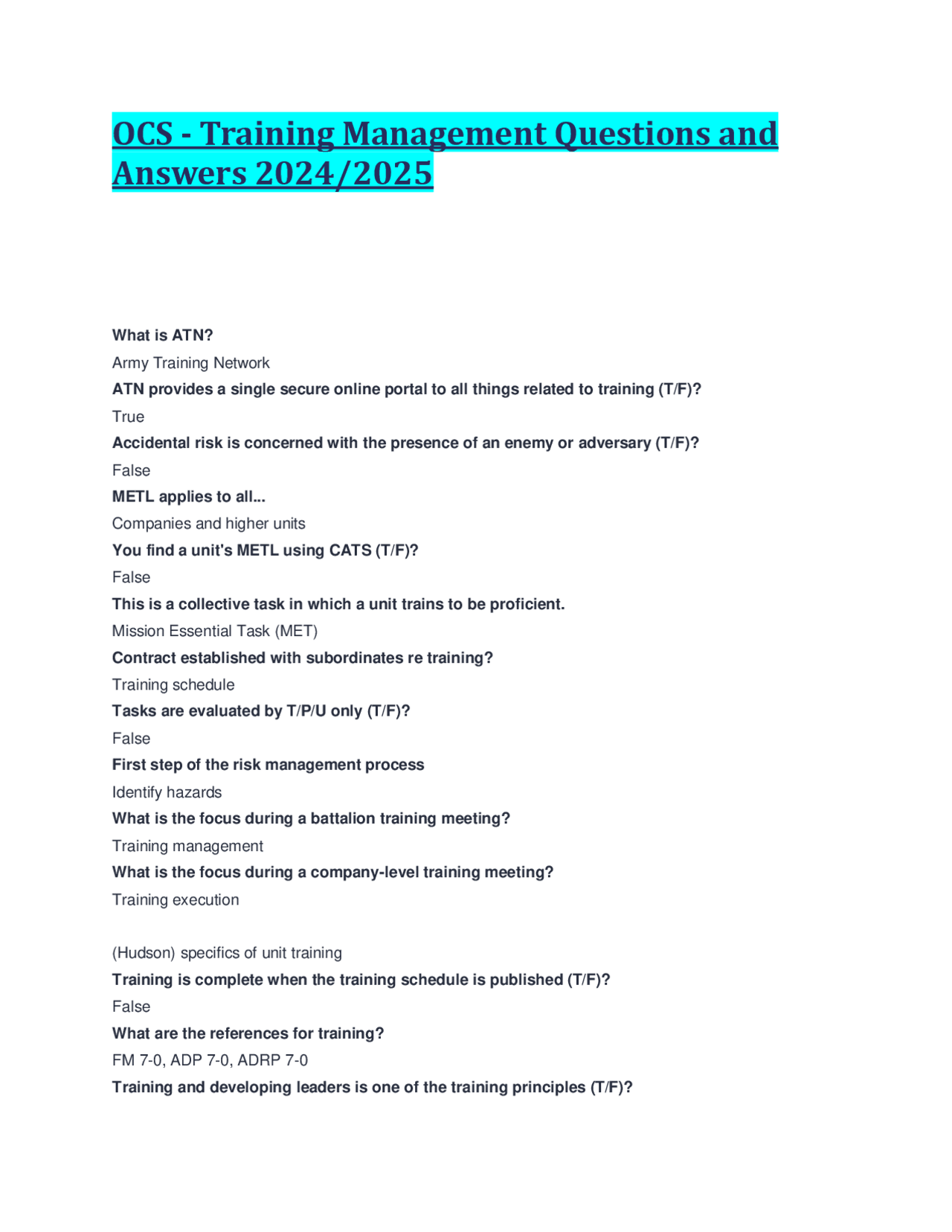 Army Training Network (ATN) Questions and Answers: A Guide to Military ...