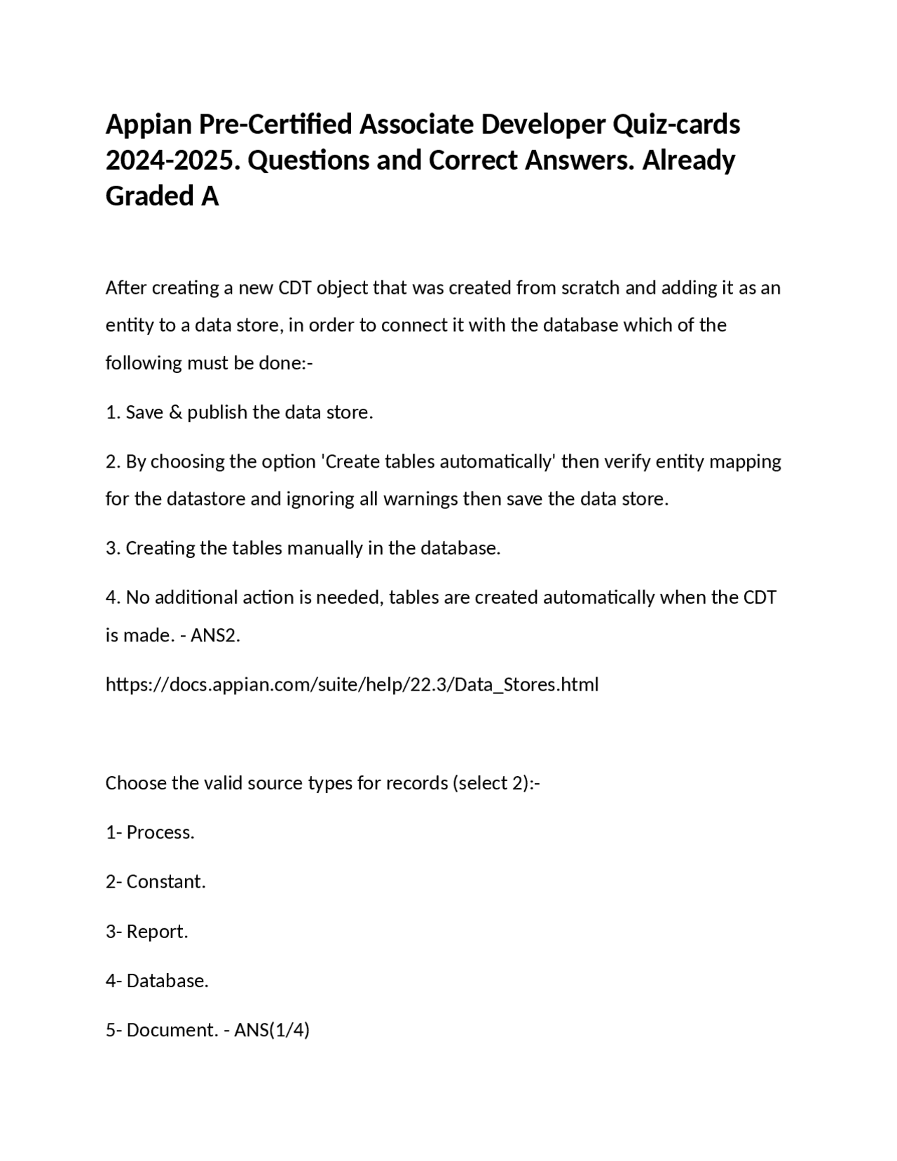 Appian Pre-Certified Associate Developer Quiz-cards: Questions and ...