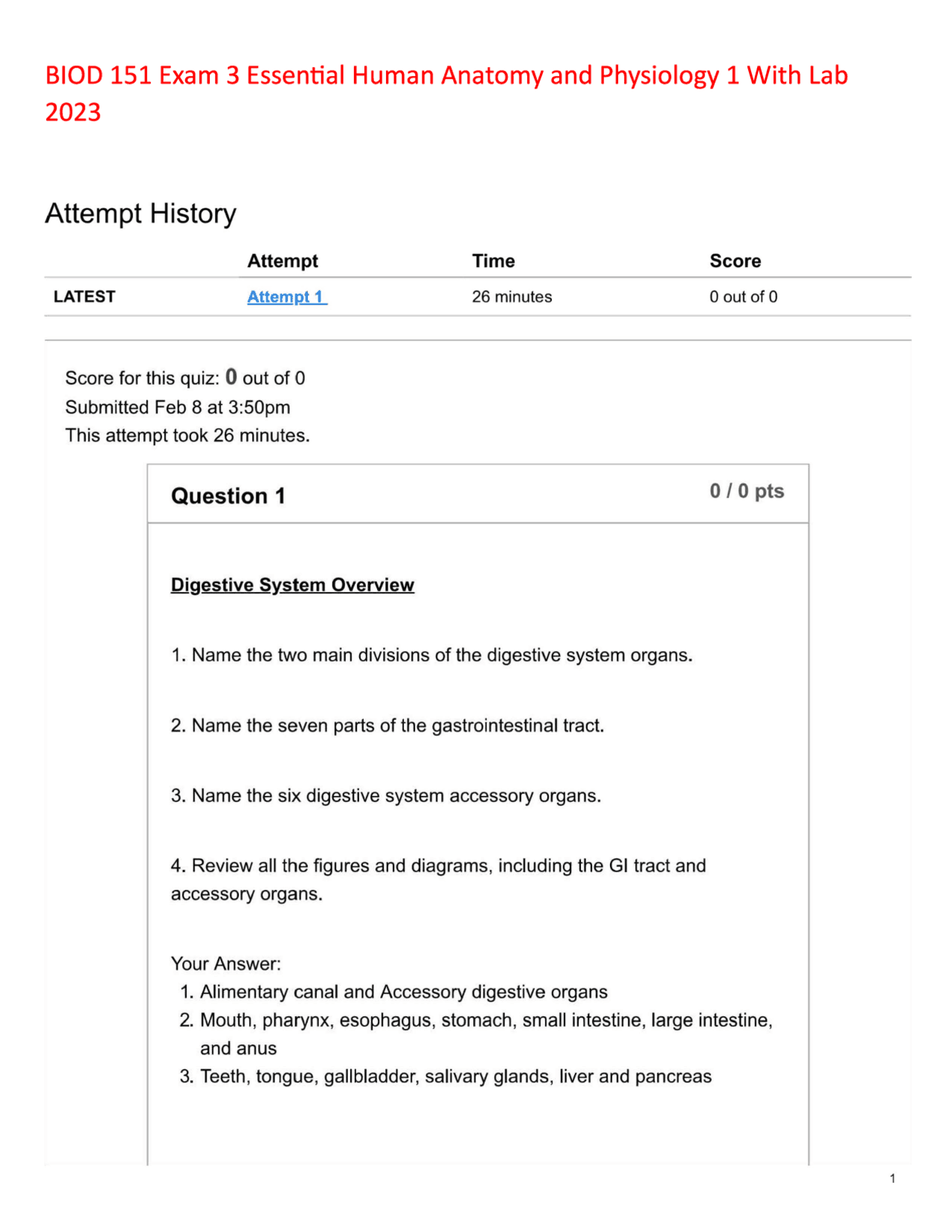 BIOD 151 Exam 3 Essential Human Anatomy and Physiology 1 With Lab 2023 ...